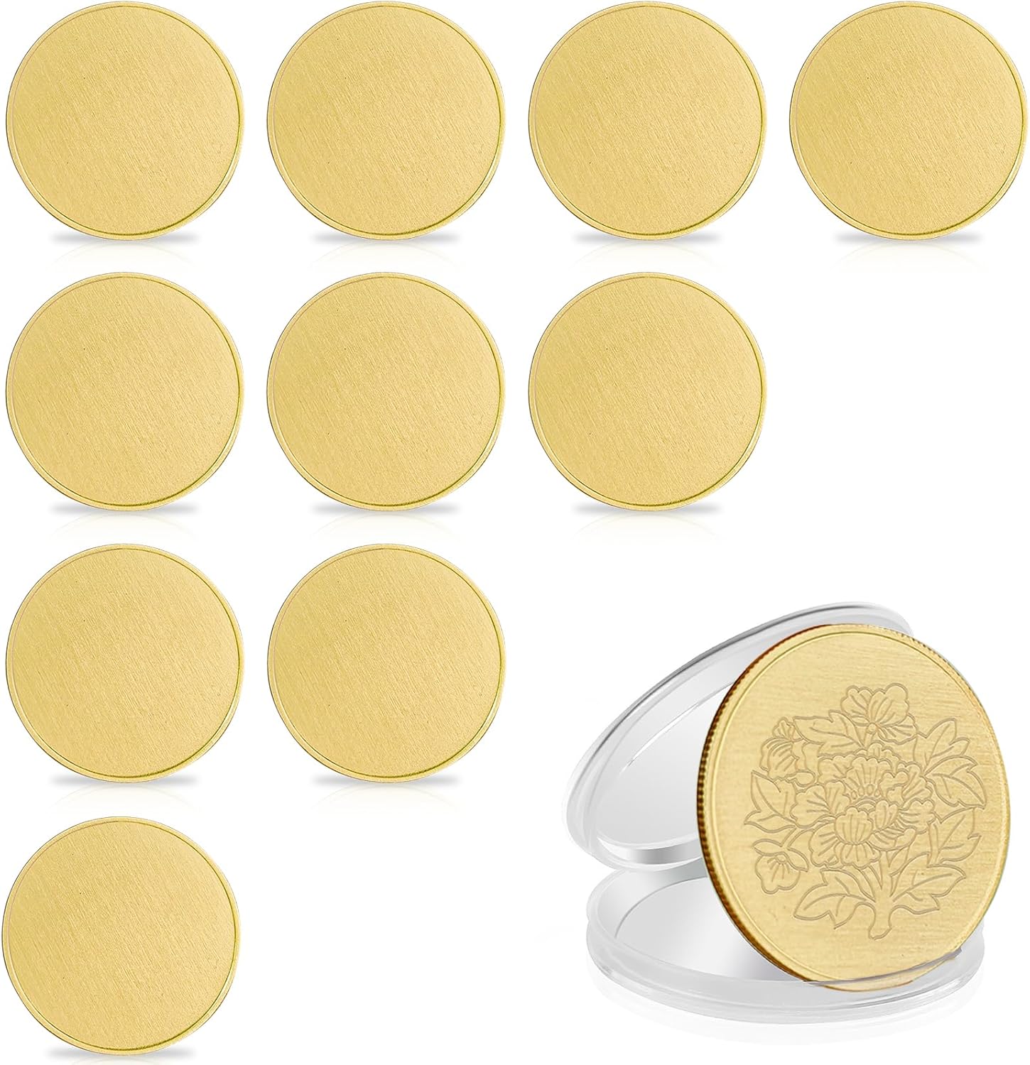 Amazon.com: 10Pcs Laser Engraving Blanks Brass Coin Challenge Coin ...