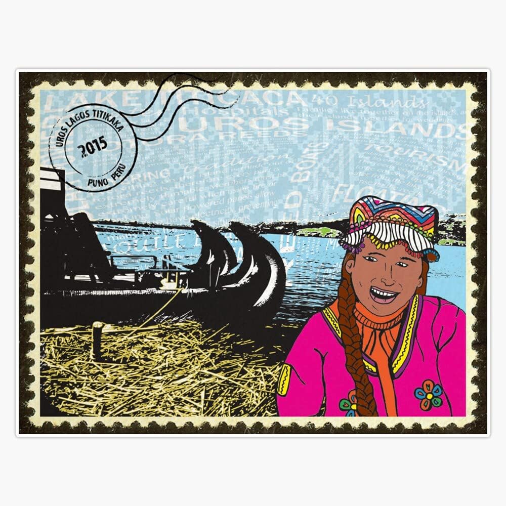 Amazon.com: Lake Titicaca Postage Stamp Vinyl Bumper Sticker Decal ...