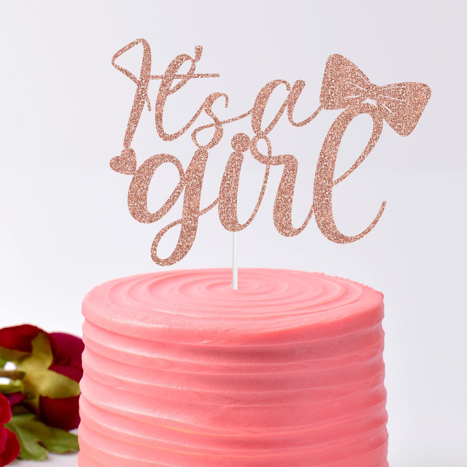 Amazon.com: Glitter It's A Girl Cake Topper - Oh Baby Birthday Cake ...
