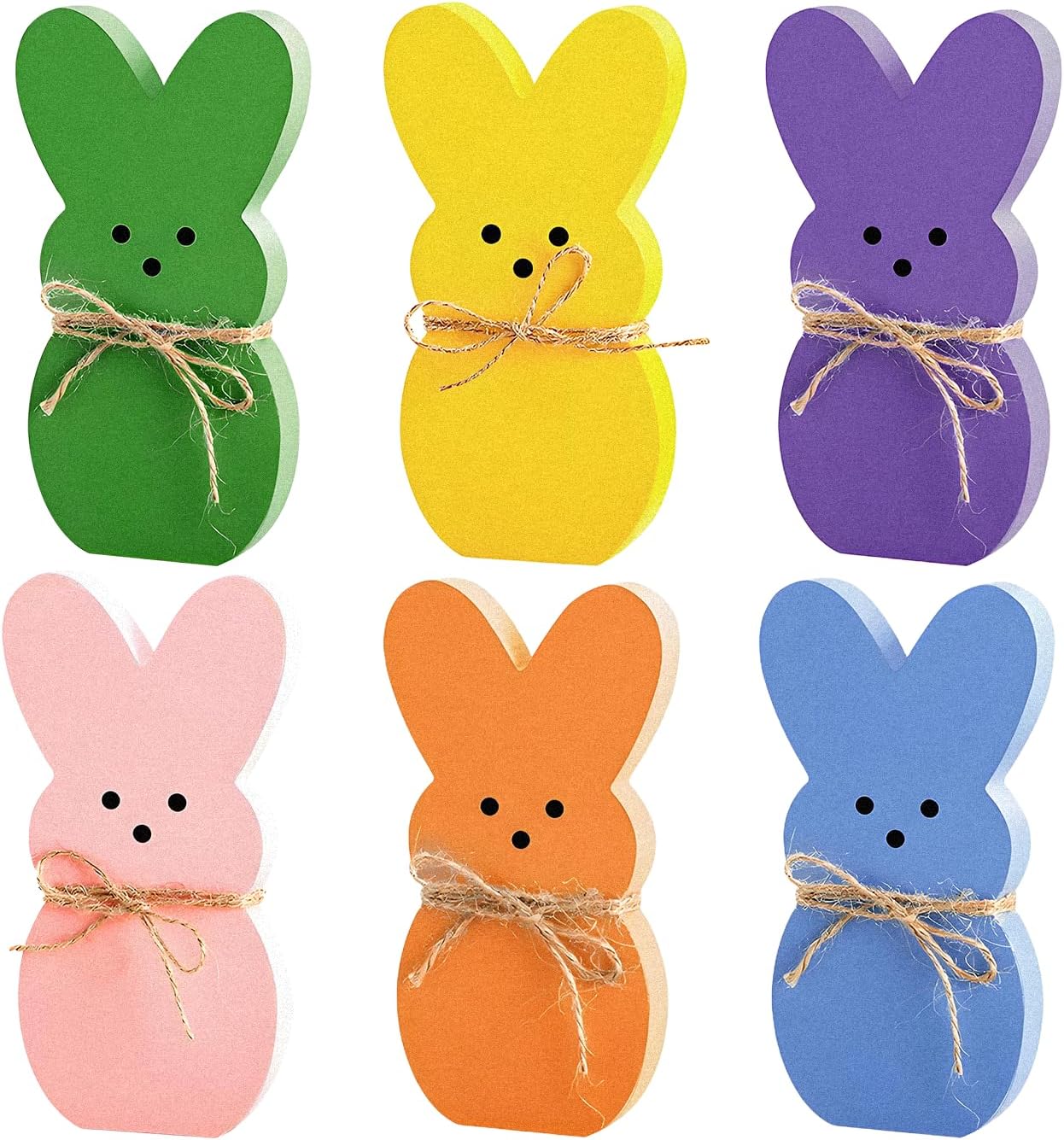 Amazon.com: Easter Decorations, 6PCS Wood Bunny Peeps Table Decorations ...