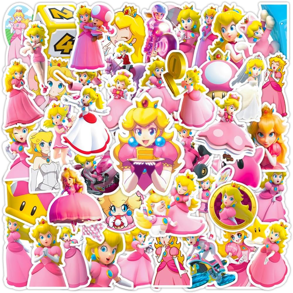 Amazon.com: 50 Pcs Princess Peach Stickers, Waterproof Stickers for ...