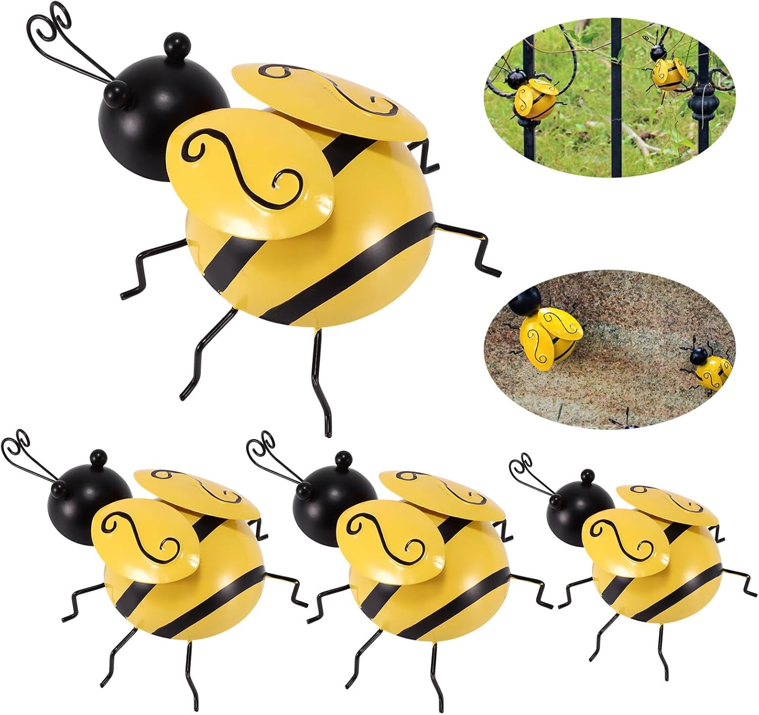 4PCS Bumble Bee Garden Decorations Outdoor, 3D Bee Garden Fence ...