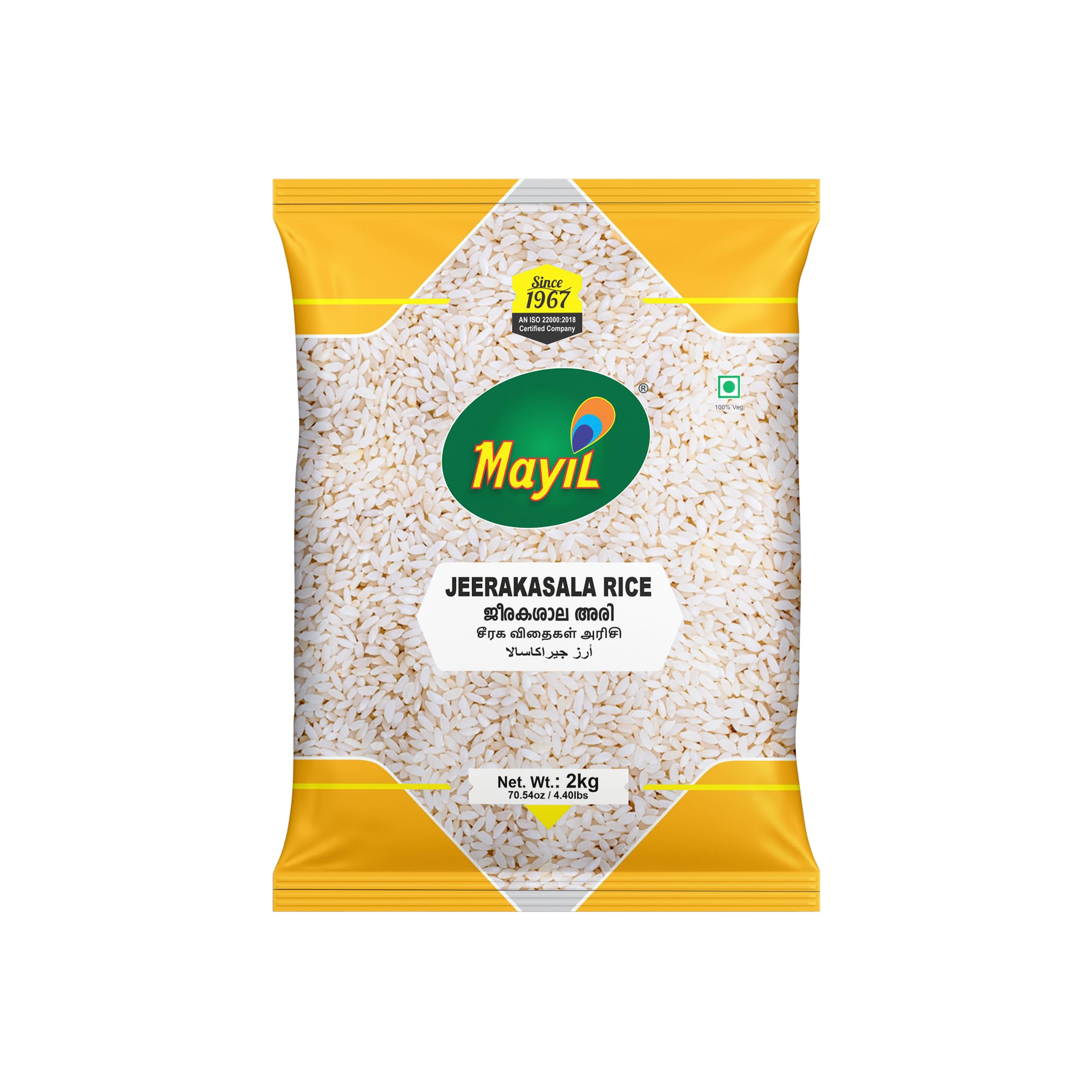 Mayil Jeerakasala Rice 2Kg - Authentic, Aromatic, and Flavorful Kerala ...