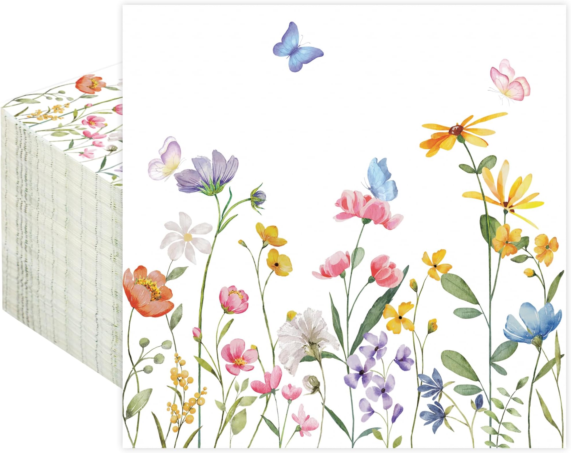 Amazon.com: 100 PCS Wildflower Cocktail Napkins Disposable Spring ...