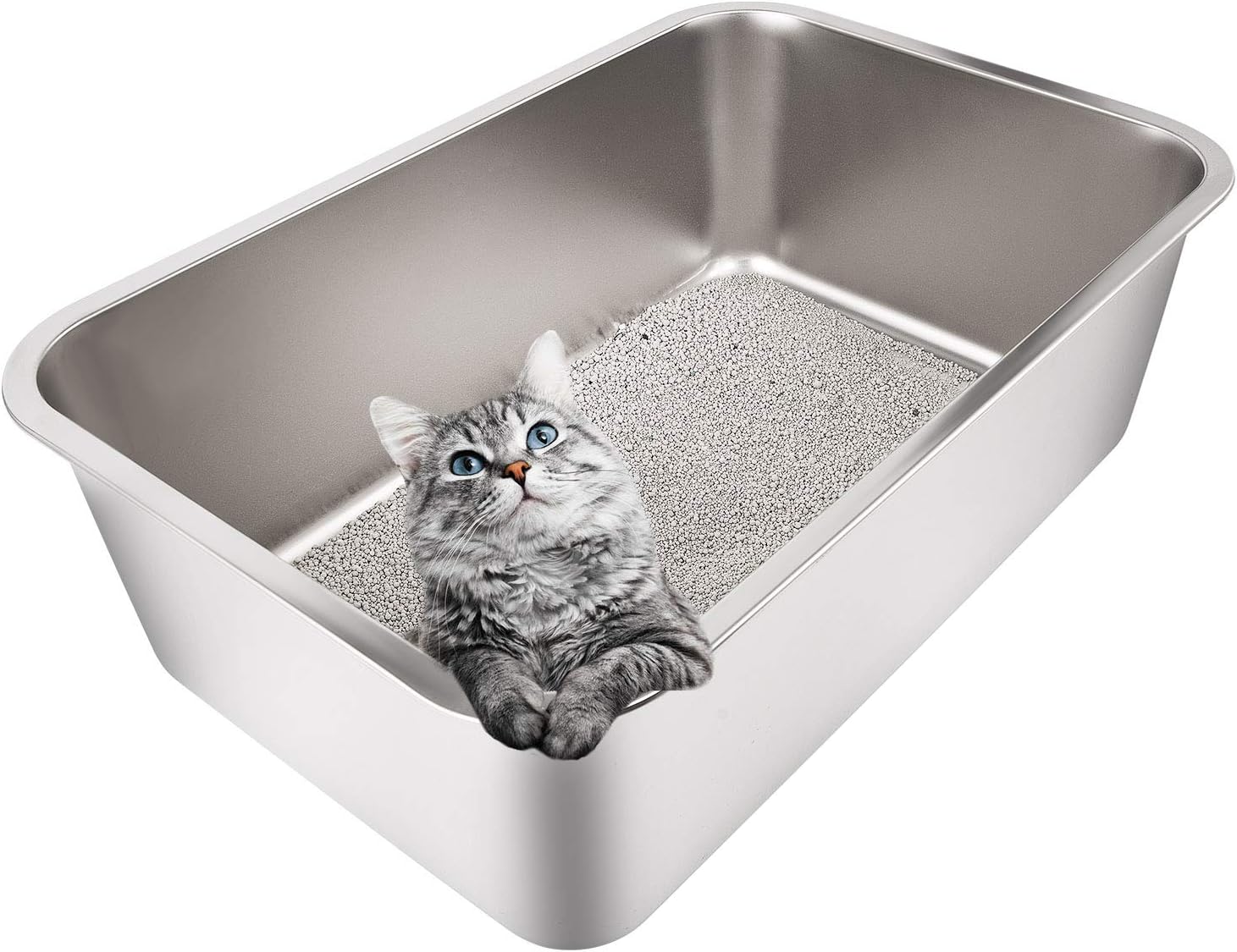 Yangbaga Edelstahl Katzentoilette In 50 X 35 X 20 Cm Katzenklo