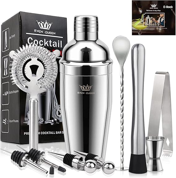 Amazon.com: Cocktail Shaker Set Bartender Kit, 24 oz Stainless Steel ...