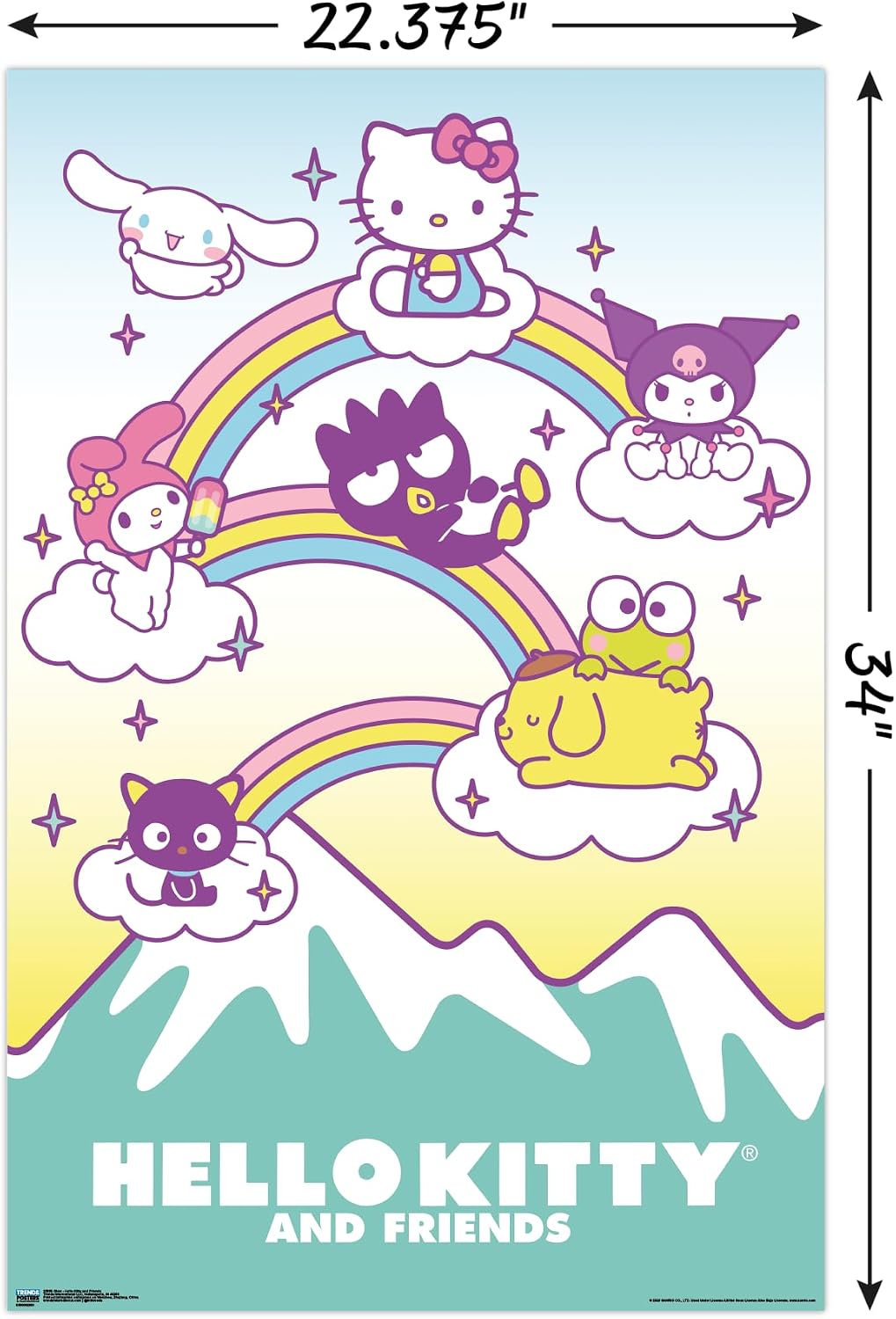 Trends International Glow – Póster de pared con diseño de Hello Kitty y ...