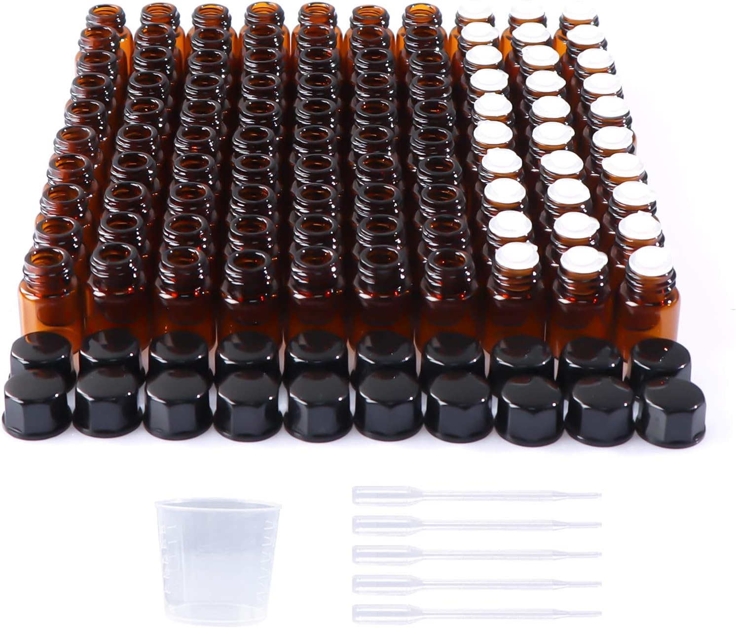 Enslz Mini Essential Oil Bottles Empty Sample bottle 1ml(1/4 dram) 2ml ...