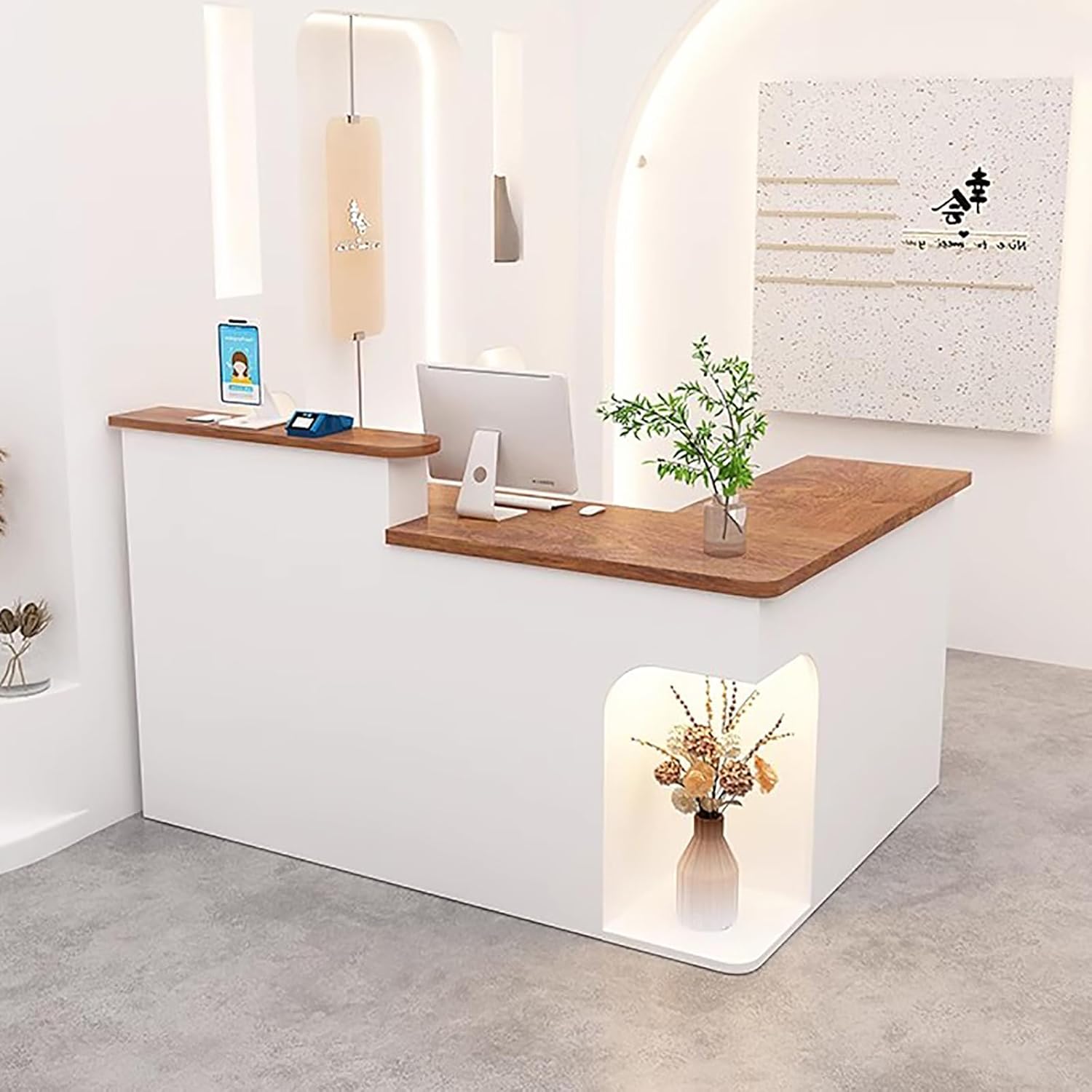 Amazon.com: SUZEPER Modern Reception Desk Counter Table, L-Shape ...