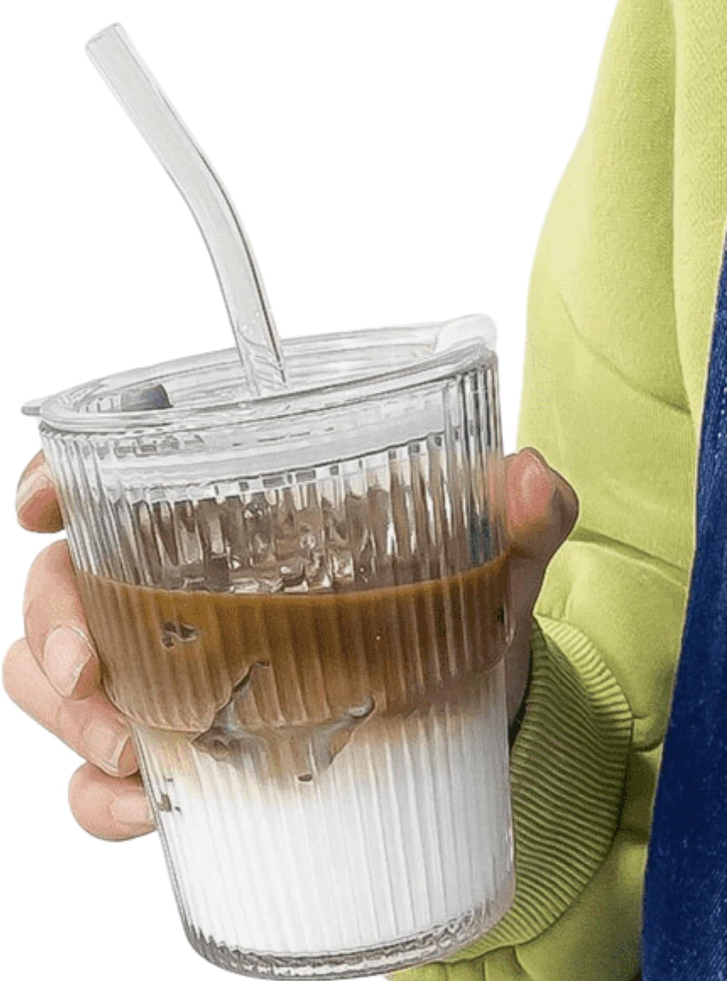 Ambience Products Iced Coffee Cup 450ML - Clear Glass Cups with Lids ...