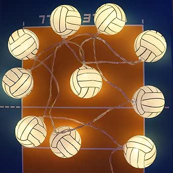 Amazon.com: Yayfazy Volleyball Decorations String Lights, Timer Battery ...