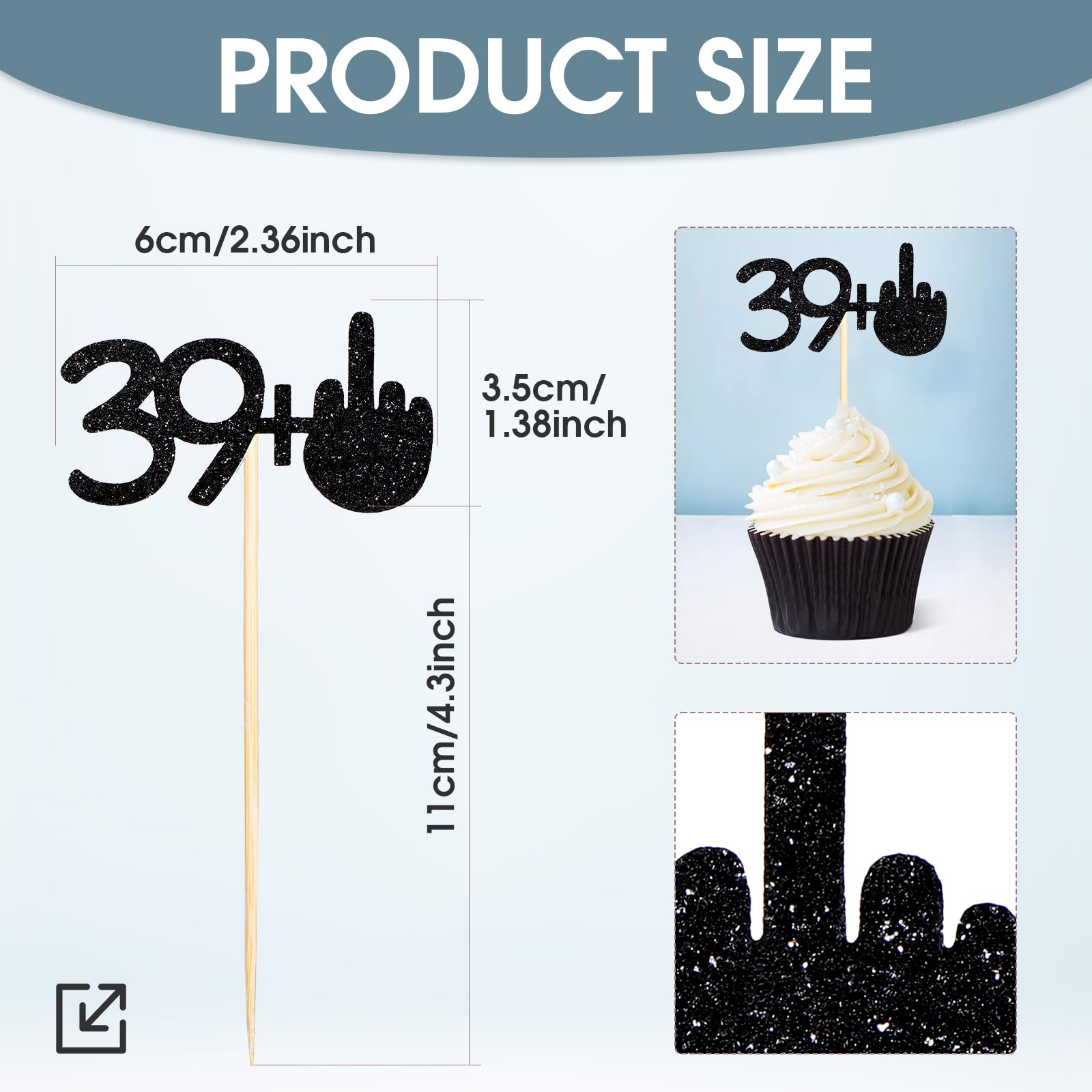 Snapklik.com : 24 Pieces 39 + 1 Cupcake Toppers Funny 40th Birthday ...