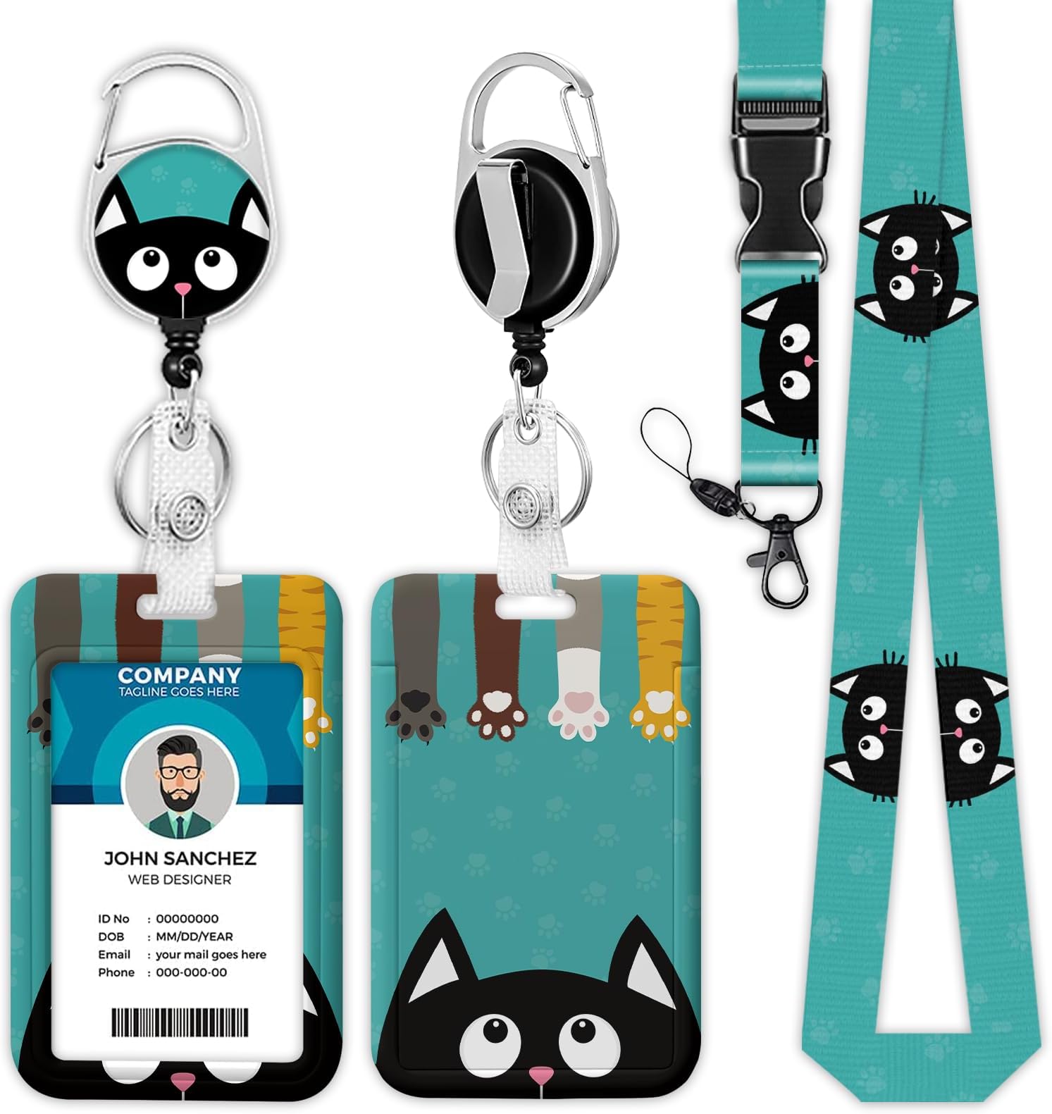 Amazon.com : BAIJEN Cute cat Lanyards for ID Badges, Paws Badge Reel ...