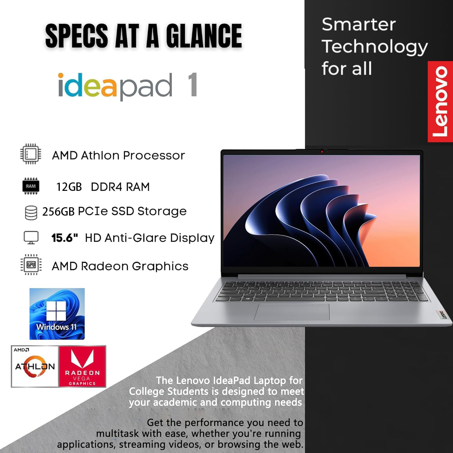 Snapklik.com : IdeaPad Laptop For College Students, 15.6 Inch HD ...