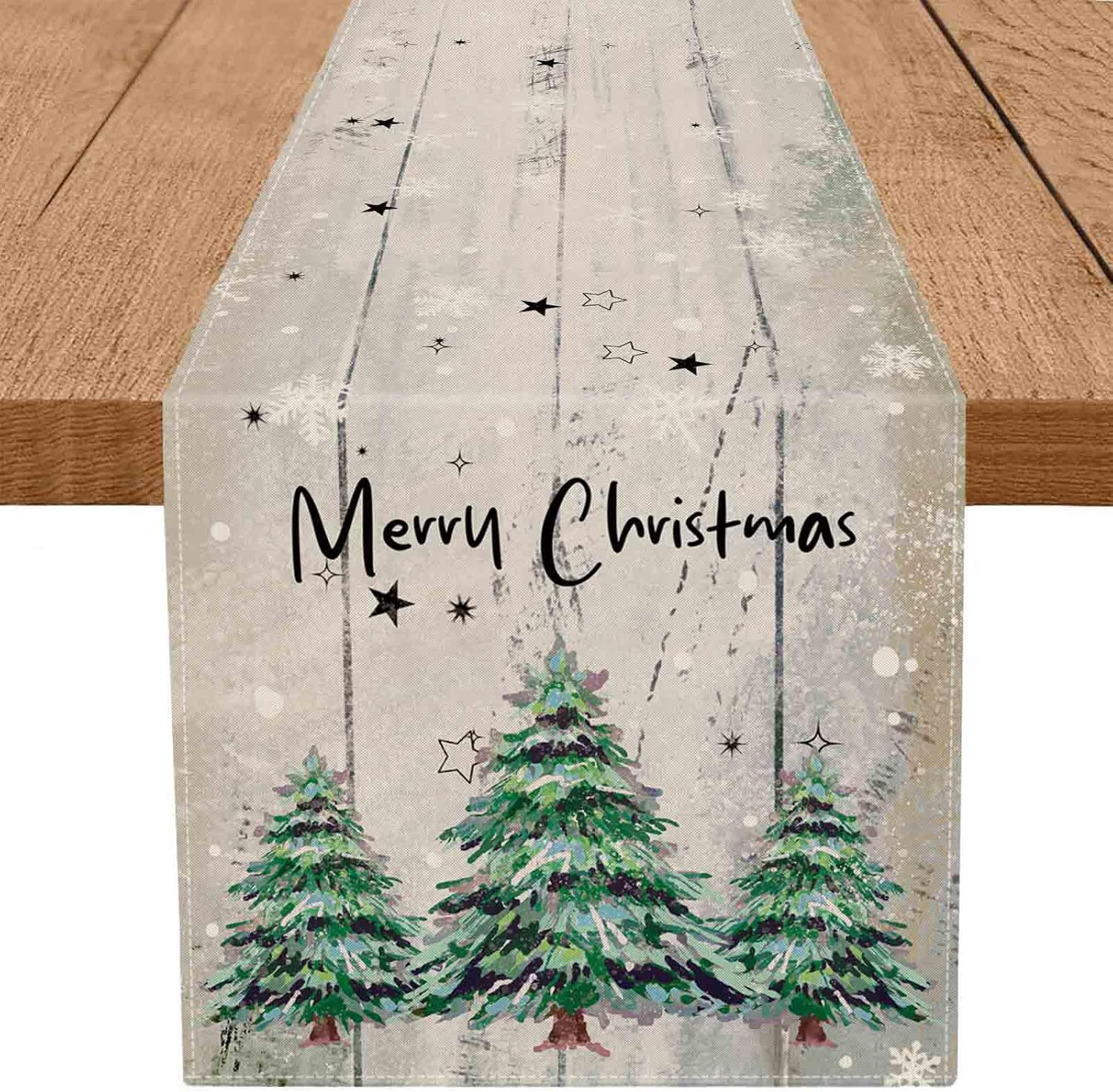 Amazon.com: Christmas Table Runner Country Christmas Tree Table Runners ...