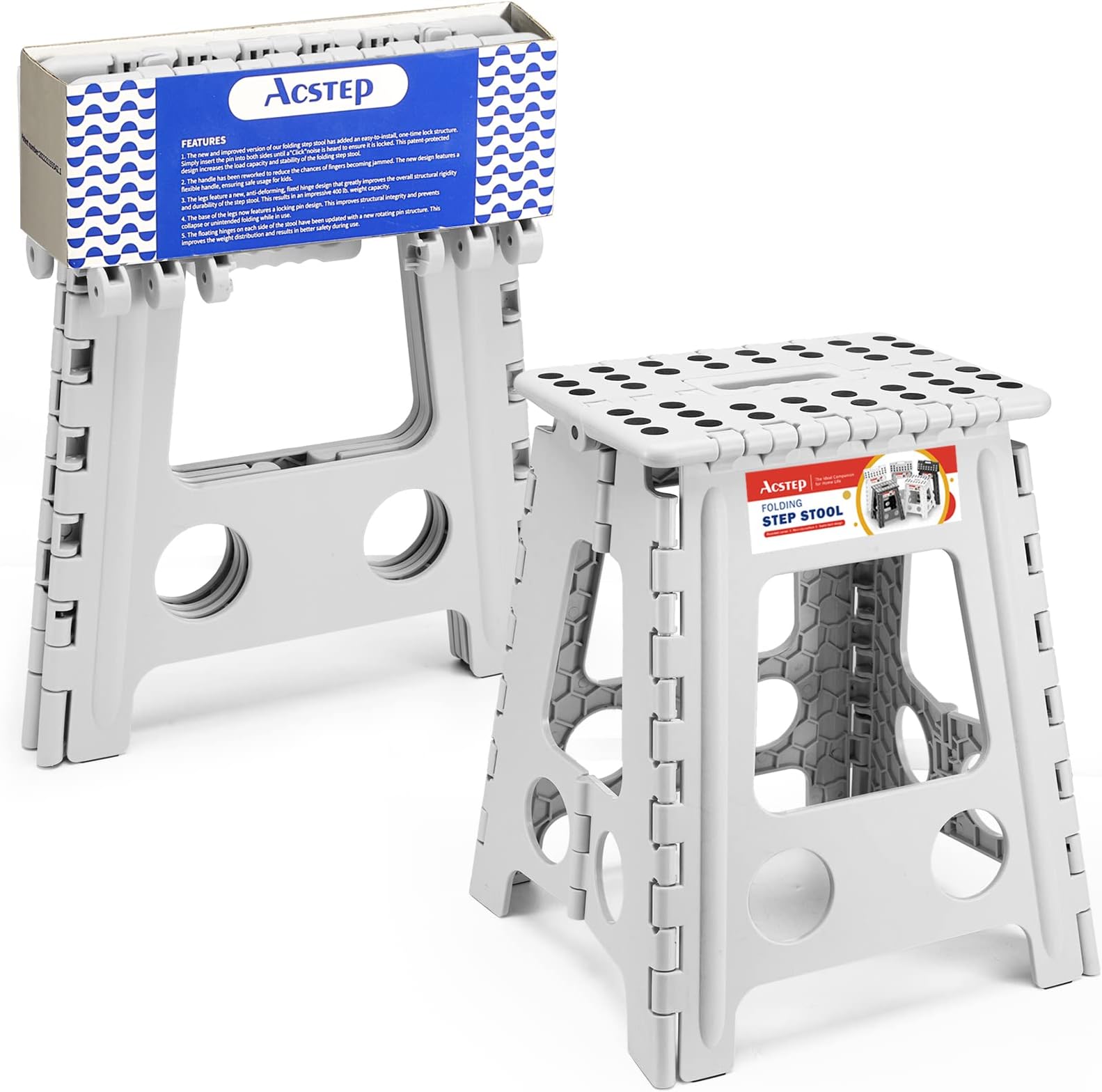 Amazon.com: ACKO Folding Step Stool Foldable 16 Inch Stools for Adults ...