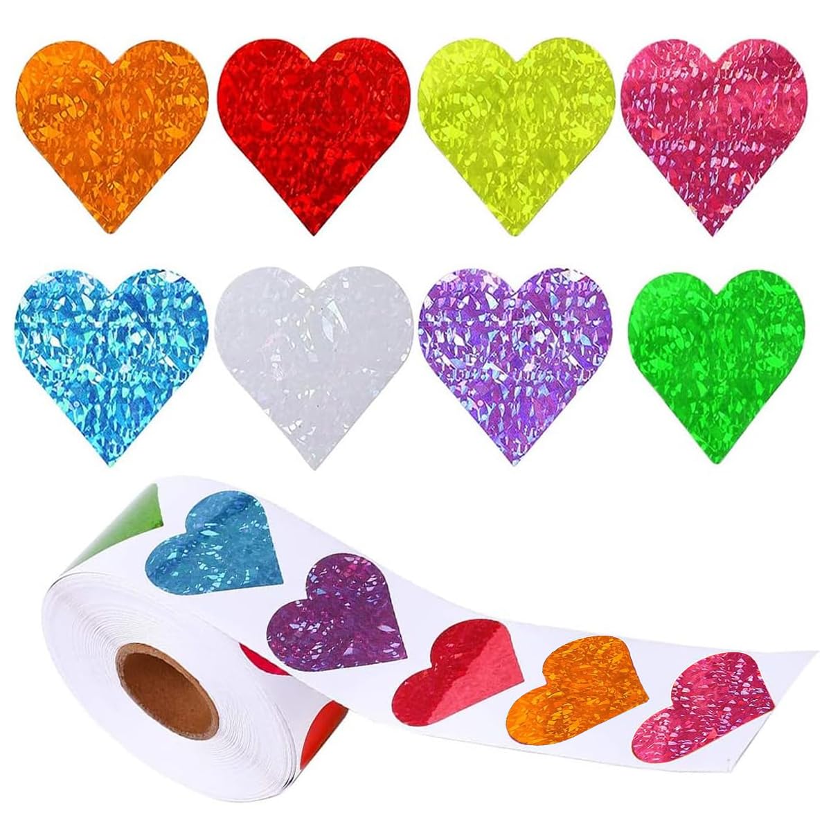 HASTHIP® 500Pcs Glitter Heart Stickers, 1 inch/2.54cm Self Adhesive ...