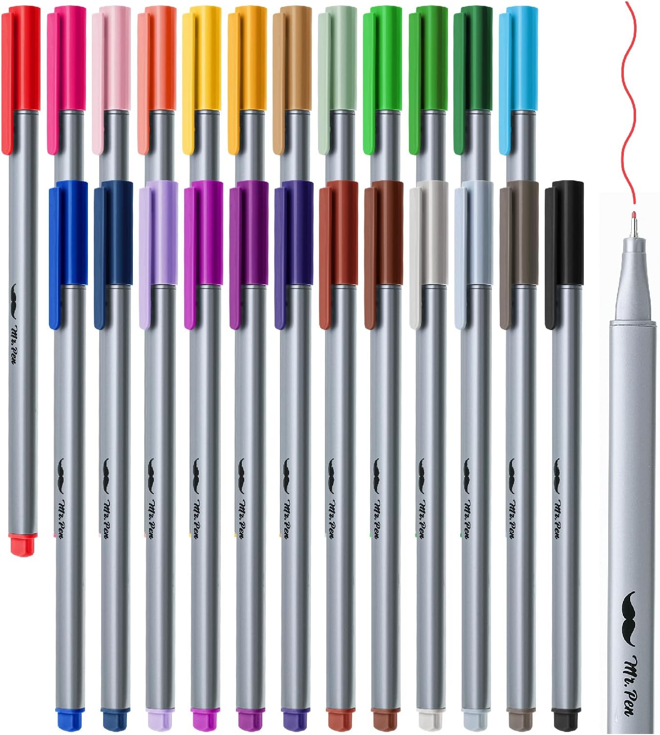 Amazon.com : Mr. Pen- Fineliner Pens, 24 pcs, Colorful Pens, 0.4mm ...