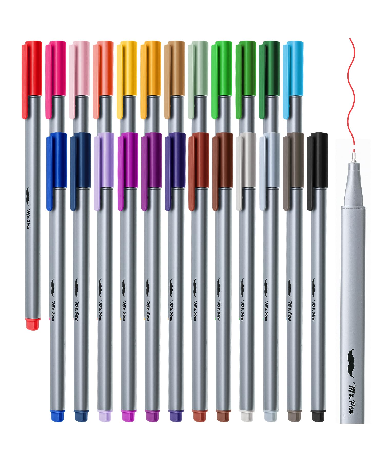 Amazon.com : Mr. Pen- Fineliner Pens, 24 pcs, Colorful Pens, 0.4mm ...