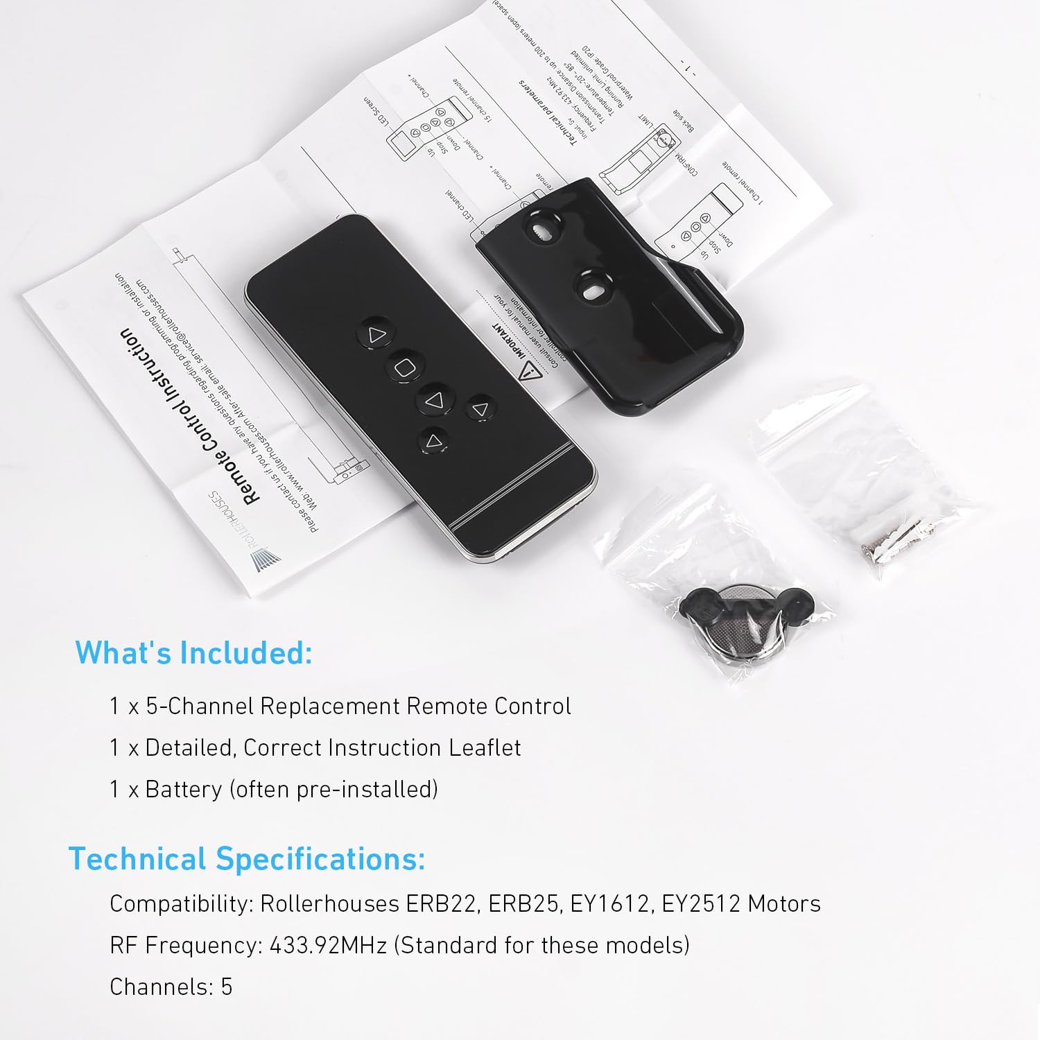 Snapklik.com : 5-Channel Blind Remote Controller, Black - Replacement ...