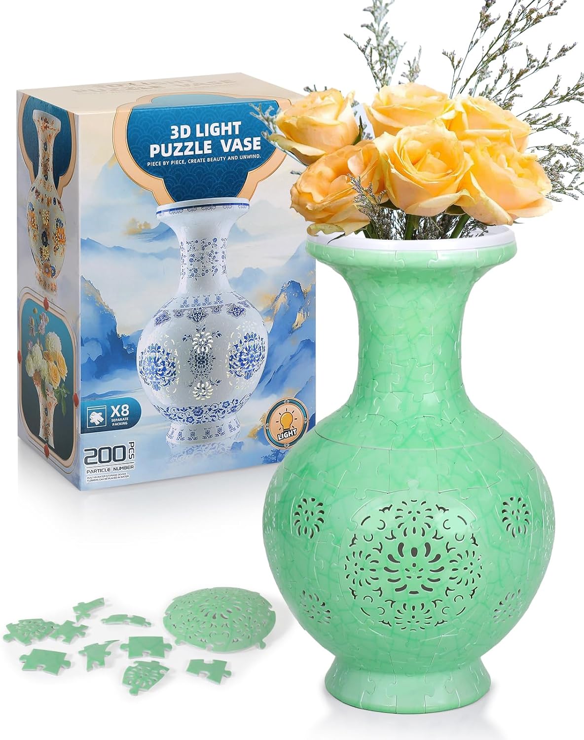 Amazon.com: LED 3D Puzzle Vase, 200 Pieces 3D Puzzles for Adults with ...