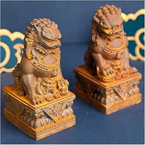 Foo Dogs Statues Pair Small Mini Dog Figures for Indoor Outdoor Garden ...