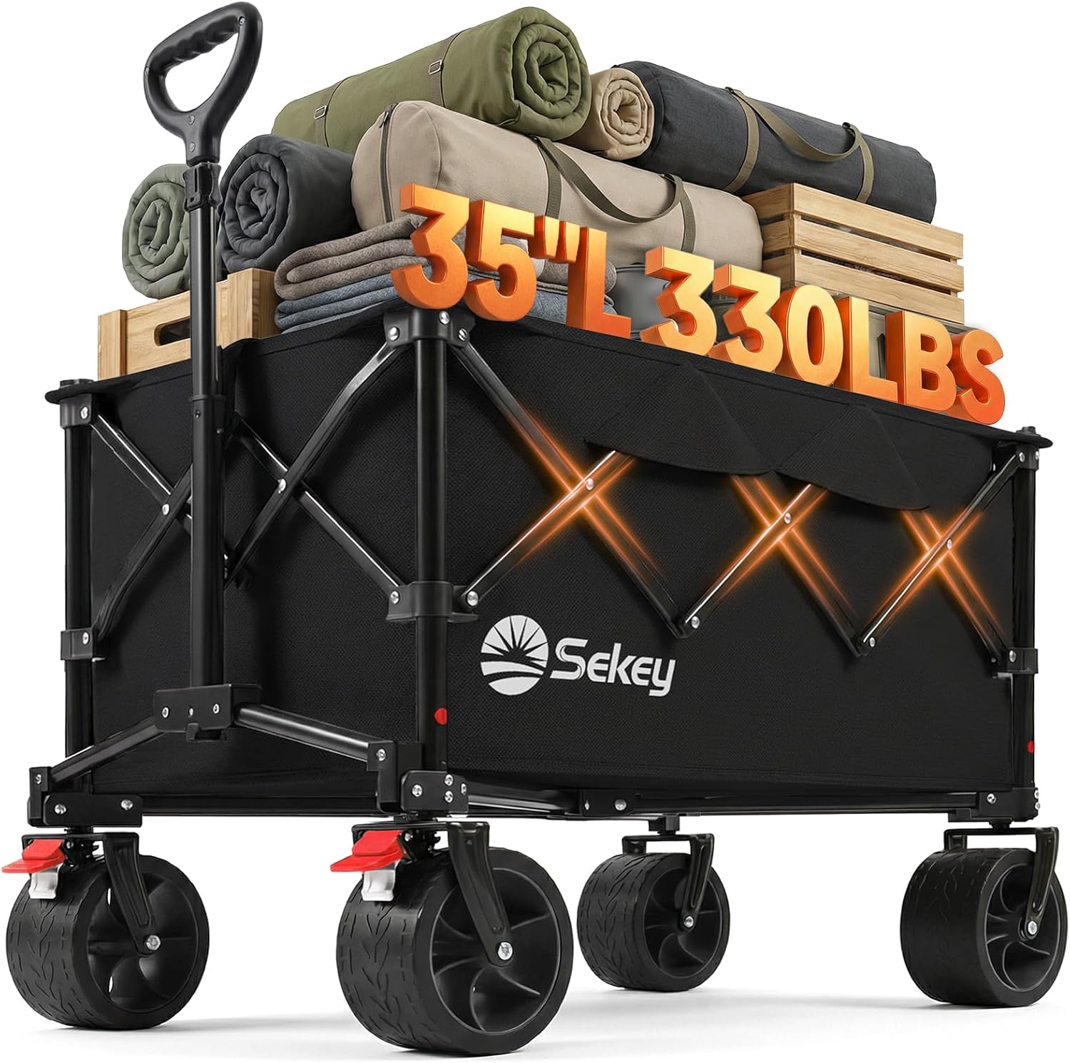 Amazon.com: Sekey 150L Wagons Carts Foldable with Big All-Terrian Beach ...