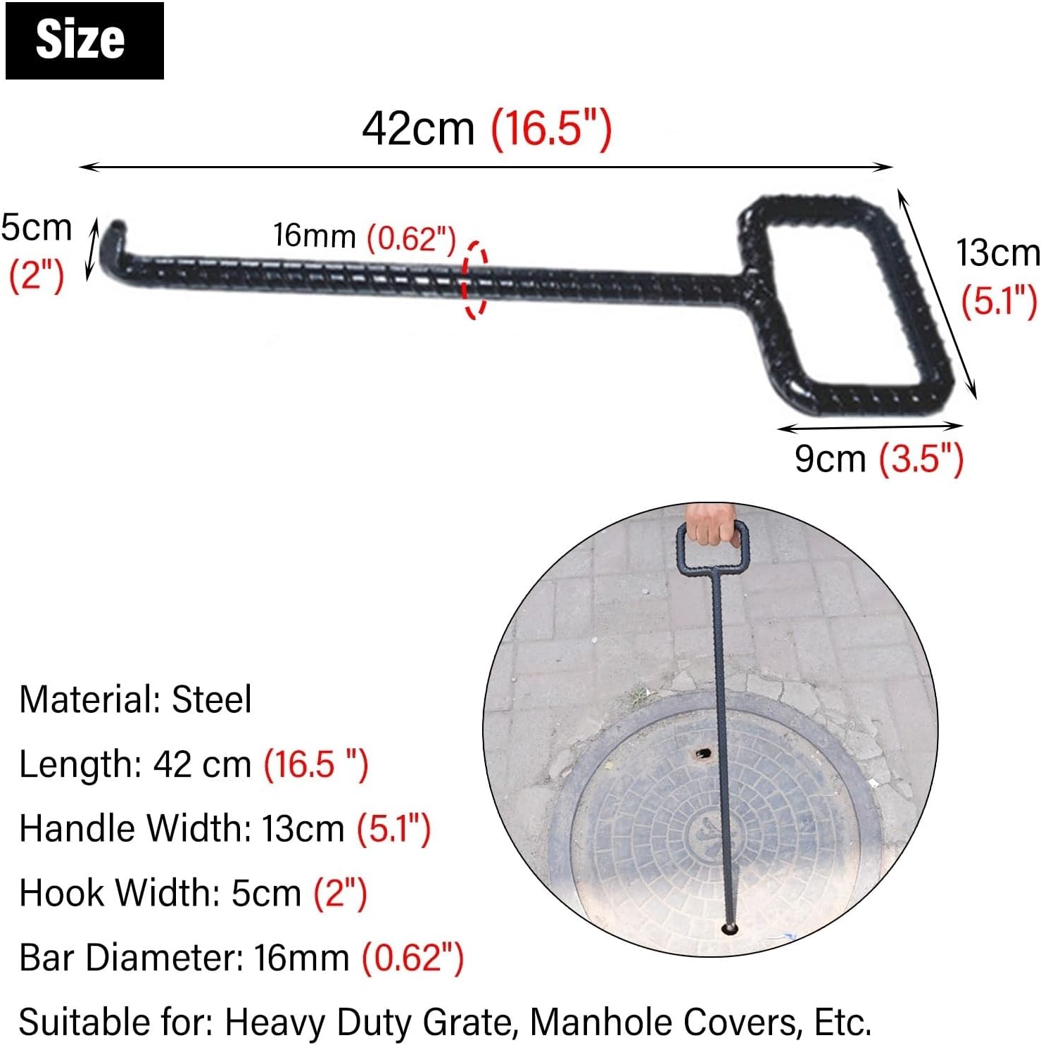 Drain Grate and Manhole Cover Lifter, Metal Handy Philippines | Ubuy