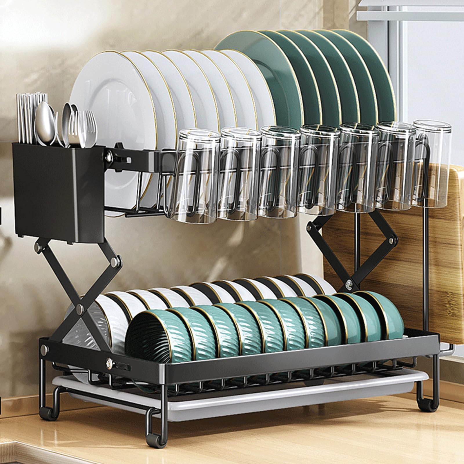 Amazon.com - SH-RuiDu 2 Tier Collapsible Dish Drying Rack, Space-Saving ...