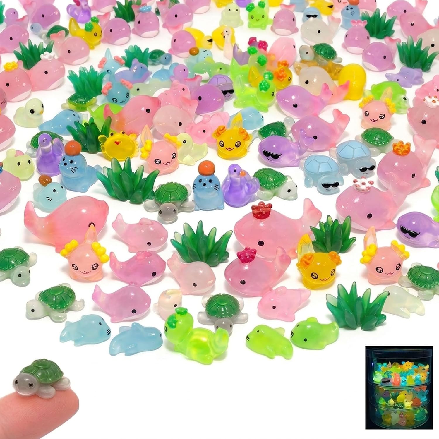 Amazon.com: BOYUMING Mini Animal Resin Figurines, 100 PCS Glow in the ...