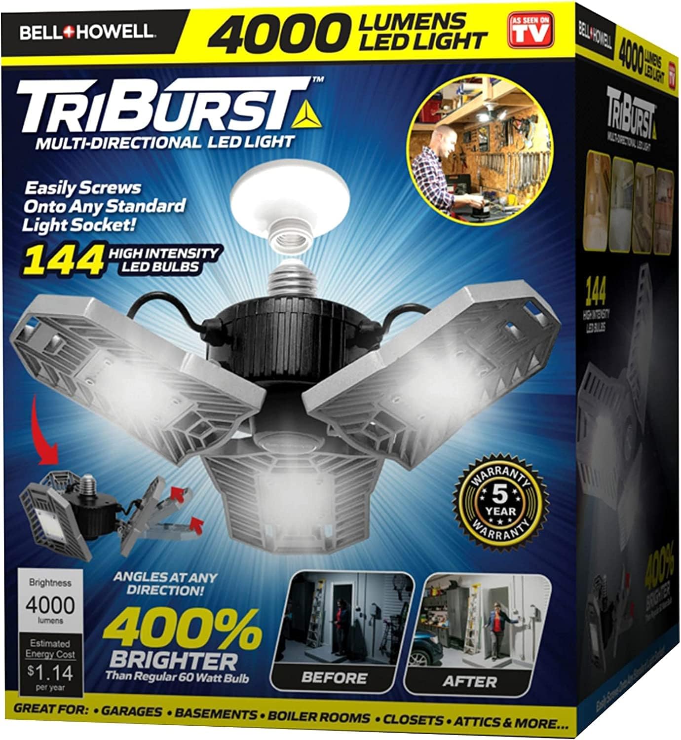 Amazon.com: Triburst by Bell+Howell, ASON TV 4000 Lumens / 6500 Kelvin ...