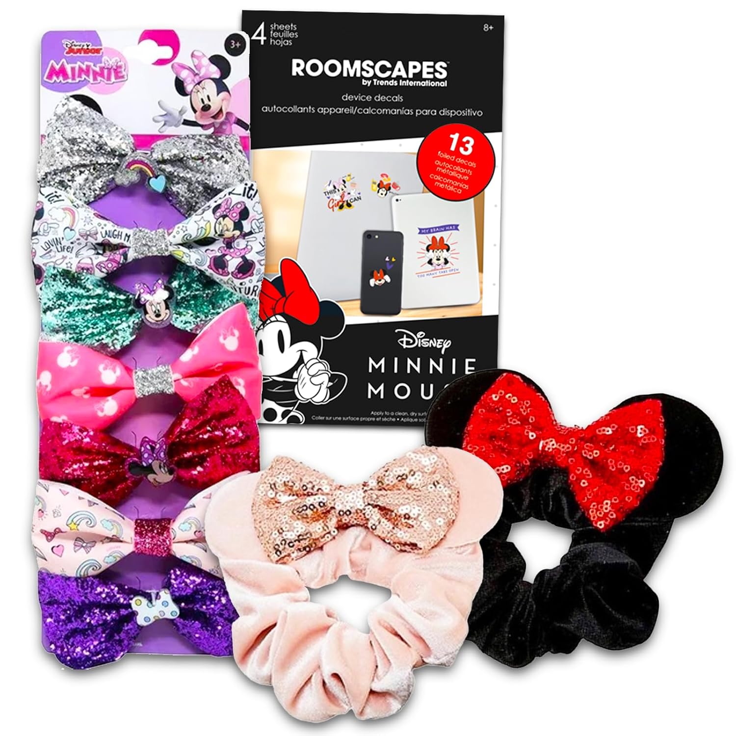 Amazon.com: Lazos para el pelo de Minnie Mouse – Paquete de pinzas para ...