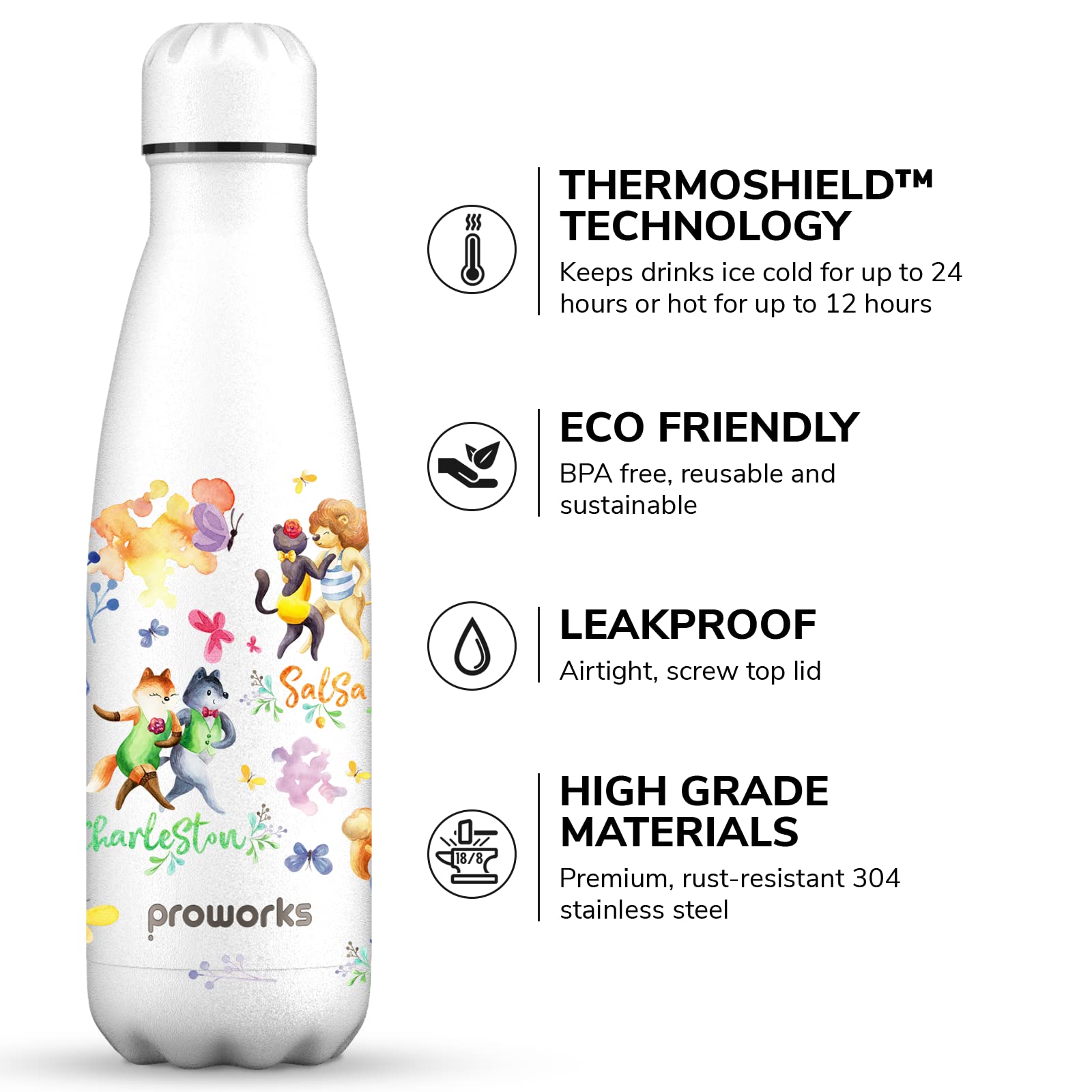 Proworks Performance Stainless SteelSports Water Bottle |Double Insulated Vacuum Flask for 12 ...