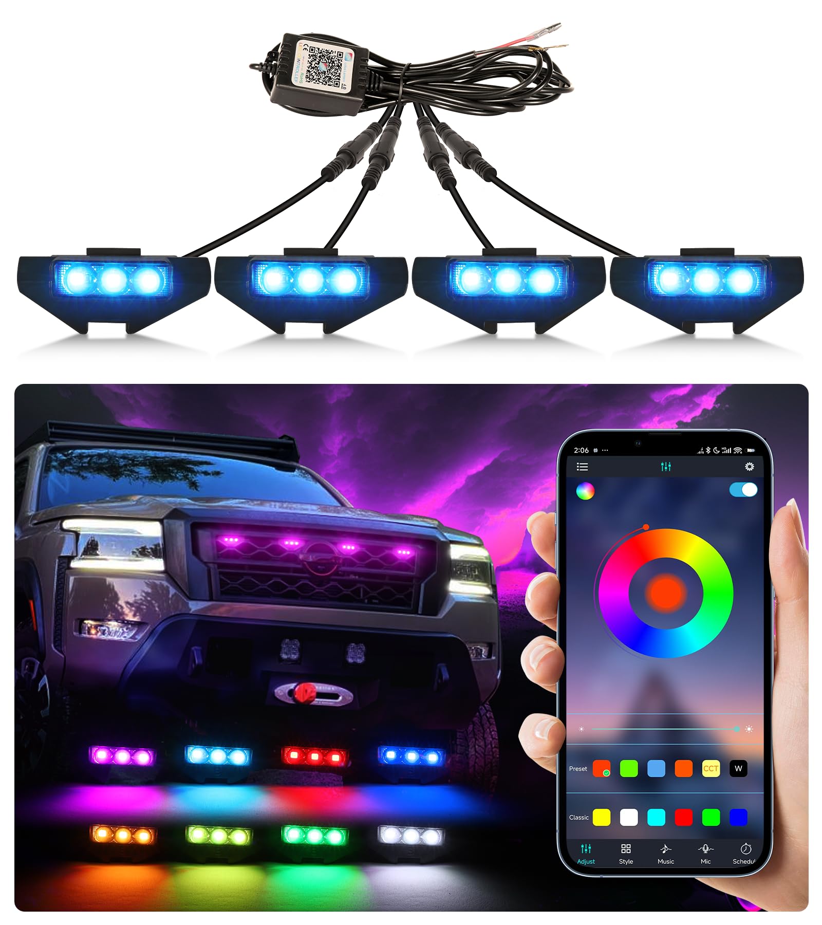 RGB Grill Lights for Nissan Frontier 2022 2023 2024 Rapto r Lights LED ...