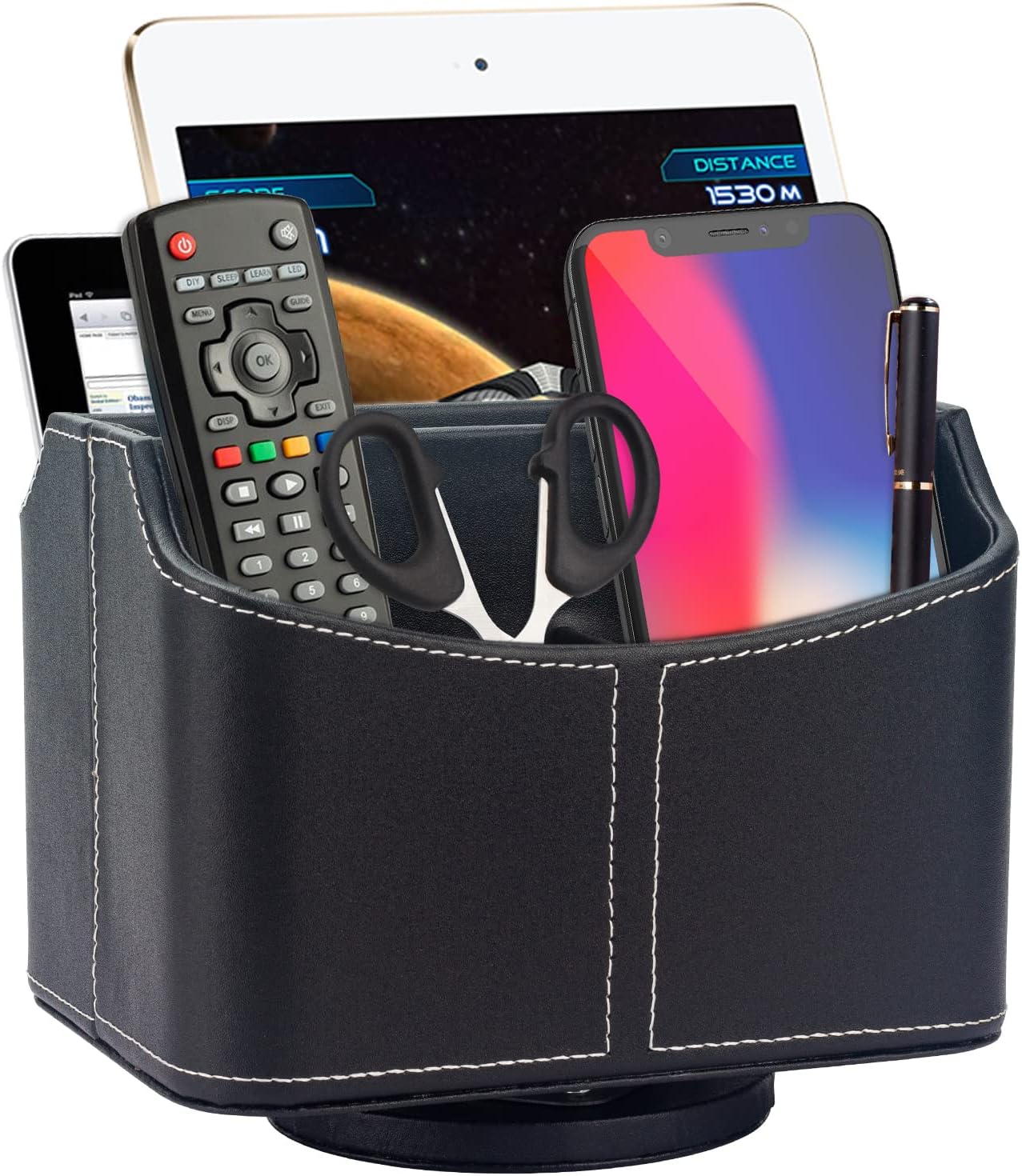 Amazon.com: CARLWAY AUMISKY Leather Remote Control Holder, 360 Degree ...
