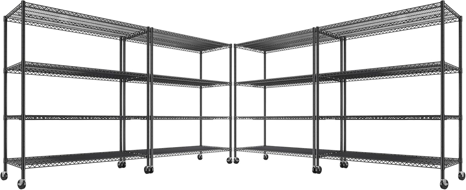 Amazon.com: REIBII 55.5''W Heavy Duty Metal Shelves with Wheels - 4PCS ...