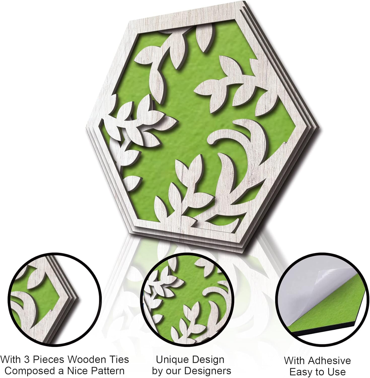 SUPERDANT 1 Packs Tree of Life Hexagon Art Acoustic Panels Tree Green ...