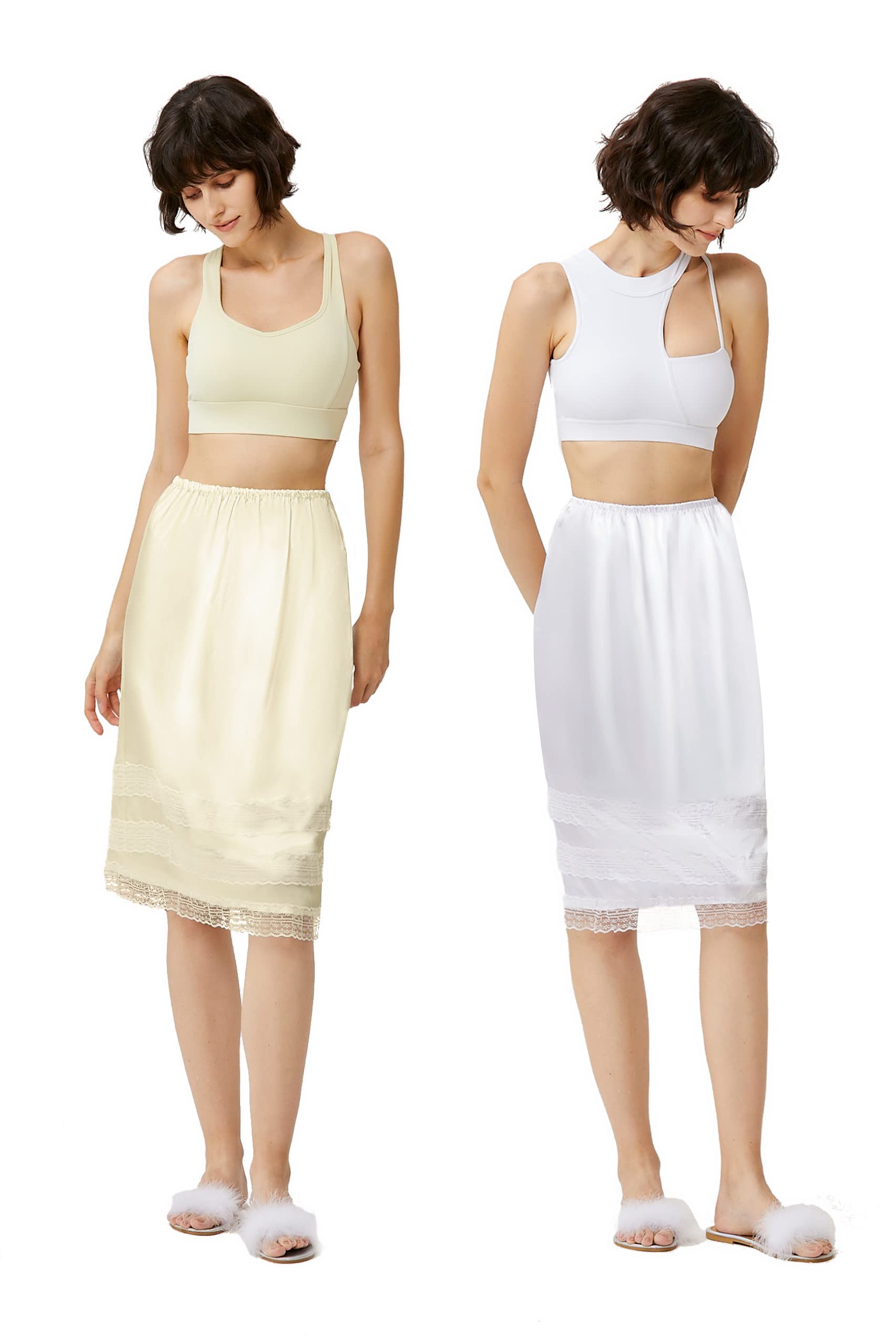 Snapklik.com : Womens Half Slip White - Long Underskirt Undergarments ...