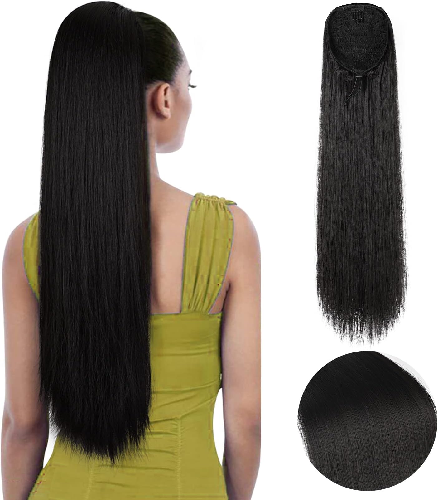 Amazon.com : 1B/30 Afro Puff Drawstring Ponytail Human Hair - Feeling ...