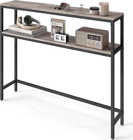 VASAGLE Console Table, Narrow Sofa Table with 2 Shelves, 20 x 100 x 80 ...