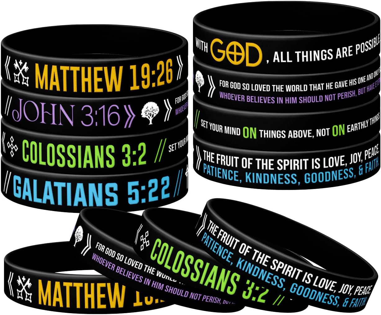 Amazon.com: Christian Silicone Wristbands Bible Verse Rubber Bracelets ...