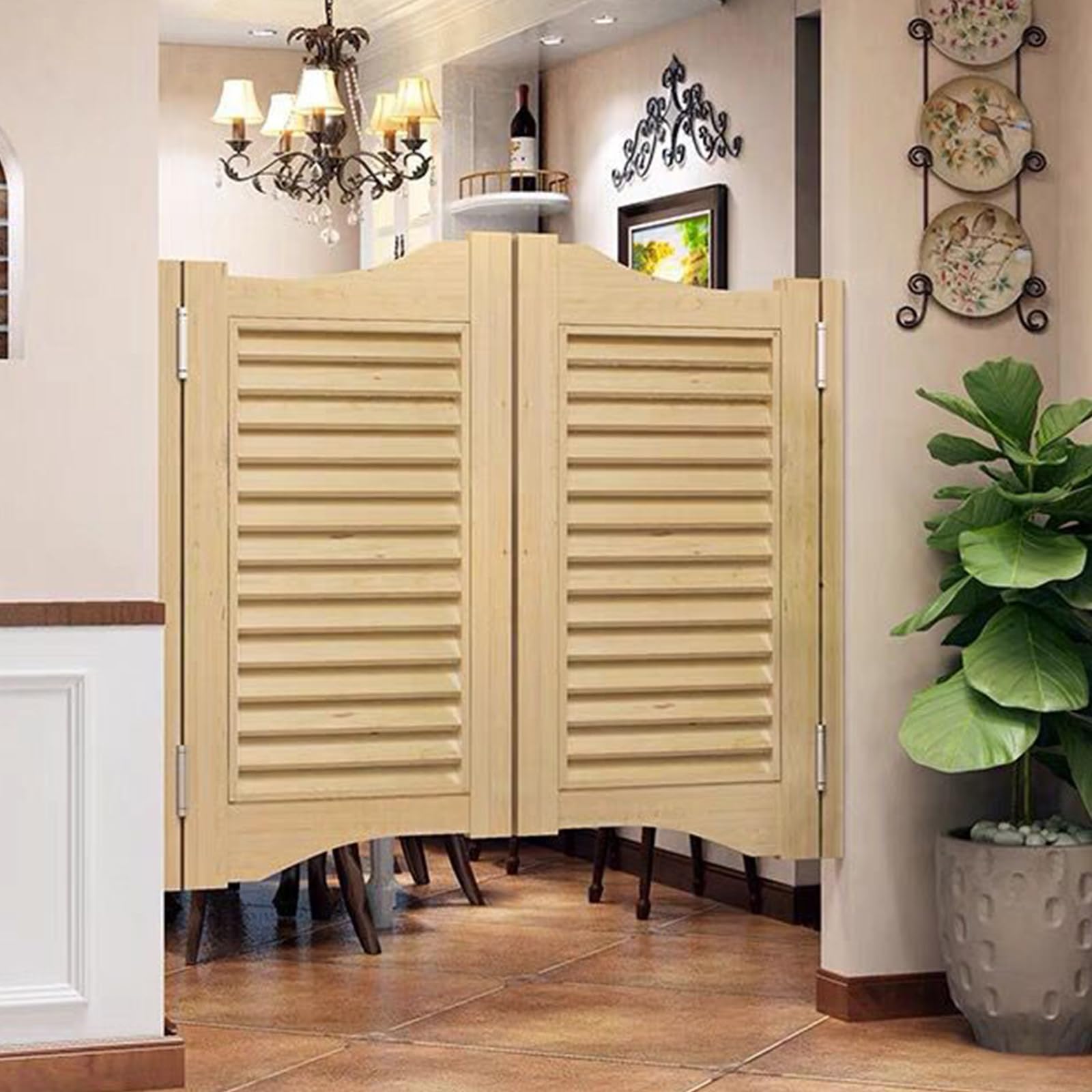 Amazon.com: Louvered Café Interior Swing Solid Wood Door, Home Decor ...