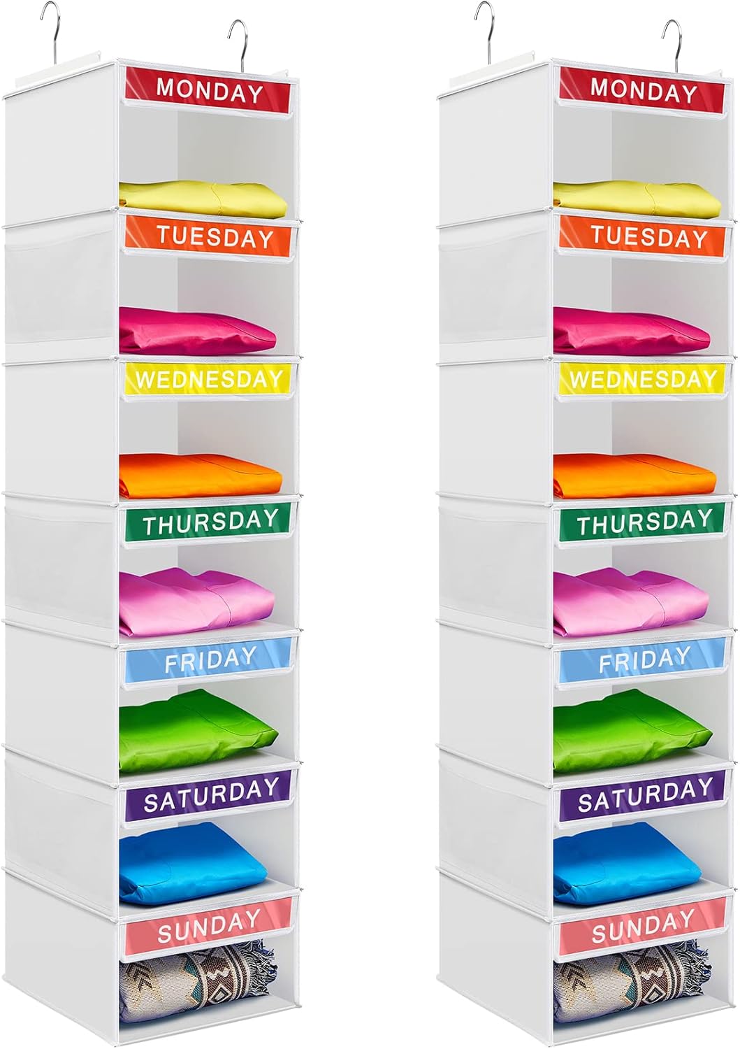 Amazon.com: Amylove 2 Pcs 7 Shelf Weekly Clothes Organizer for Kids ...