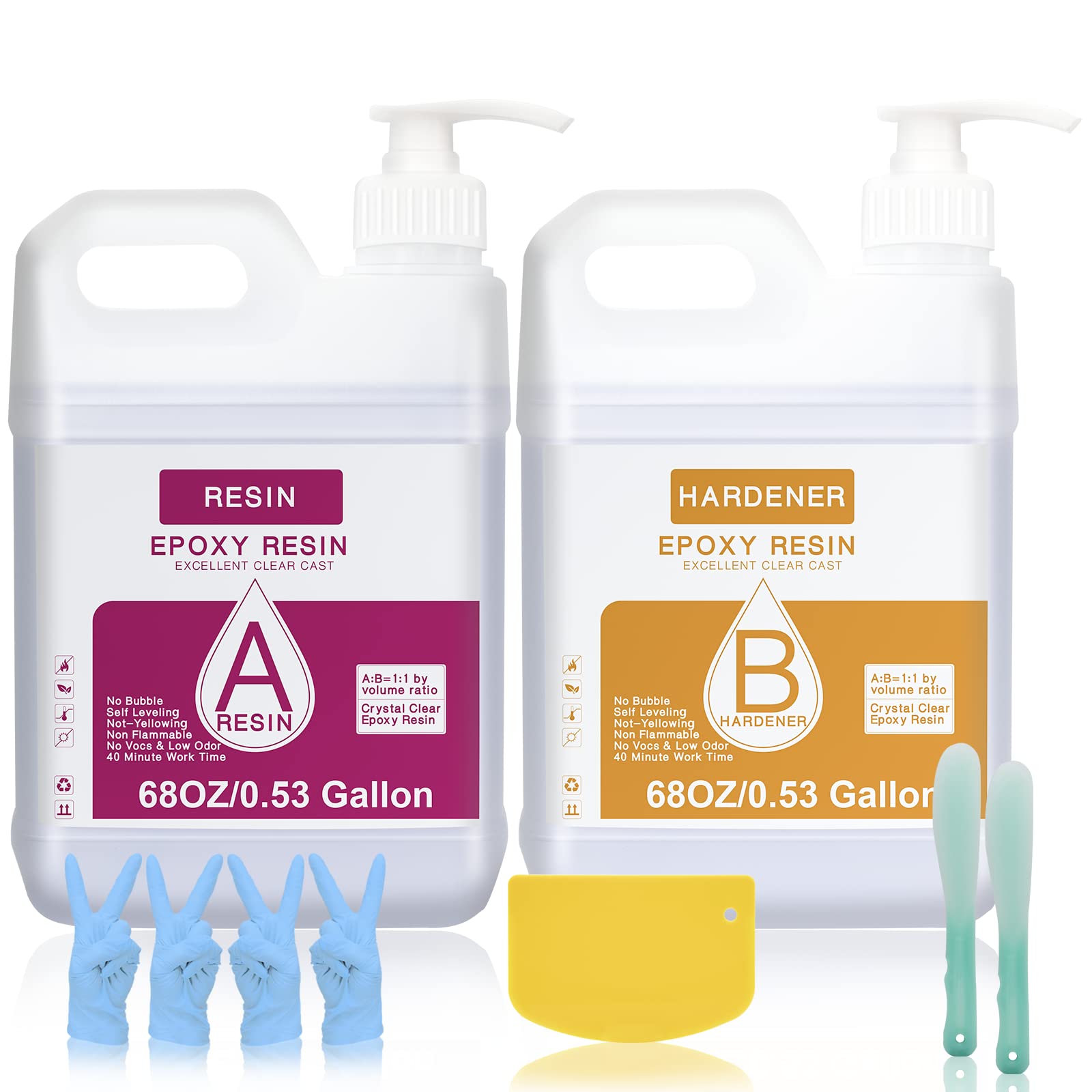 Buy Epoxy Resin-1.06 Gallon /136 OZ Epoxy Resin Crystal Clear,Casting ...