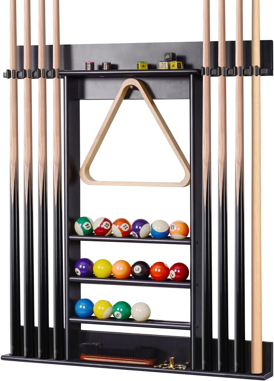 Amazon.com: Pool Cue Rack 8 Pool Stick Holder Wall Mount 2-in-1 Pool ...