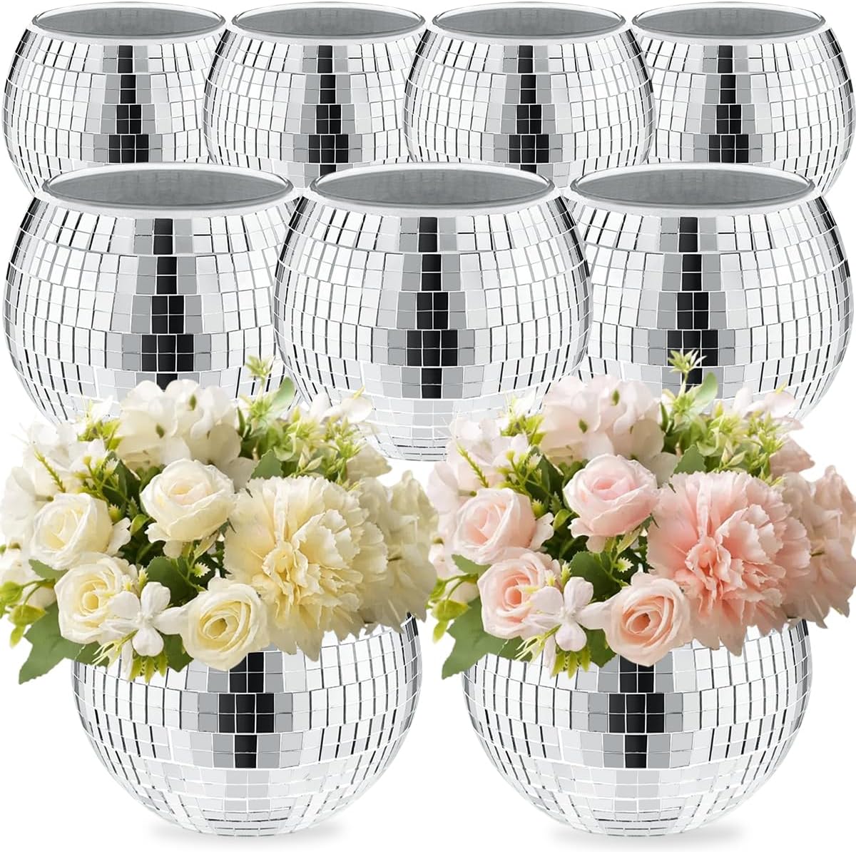 Amazon.com: Quaocens 6 Pcs Disco Ball Vases,5" X 6" Disco Ball ...
