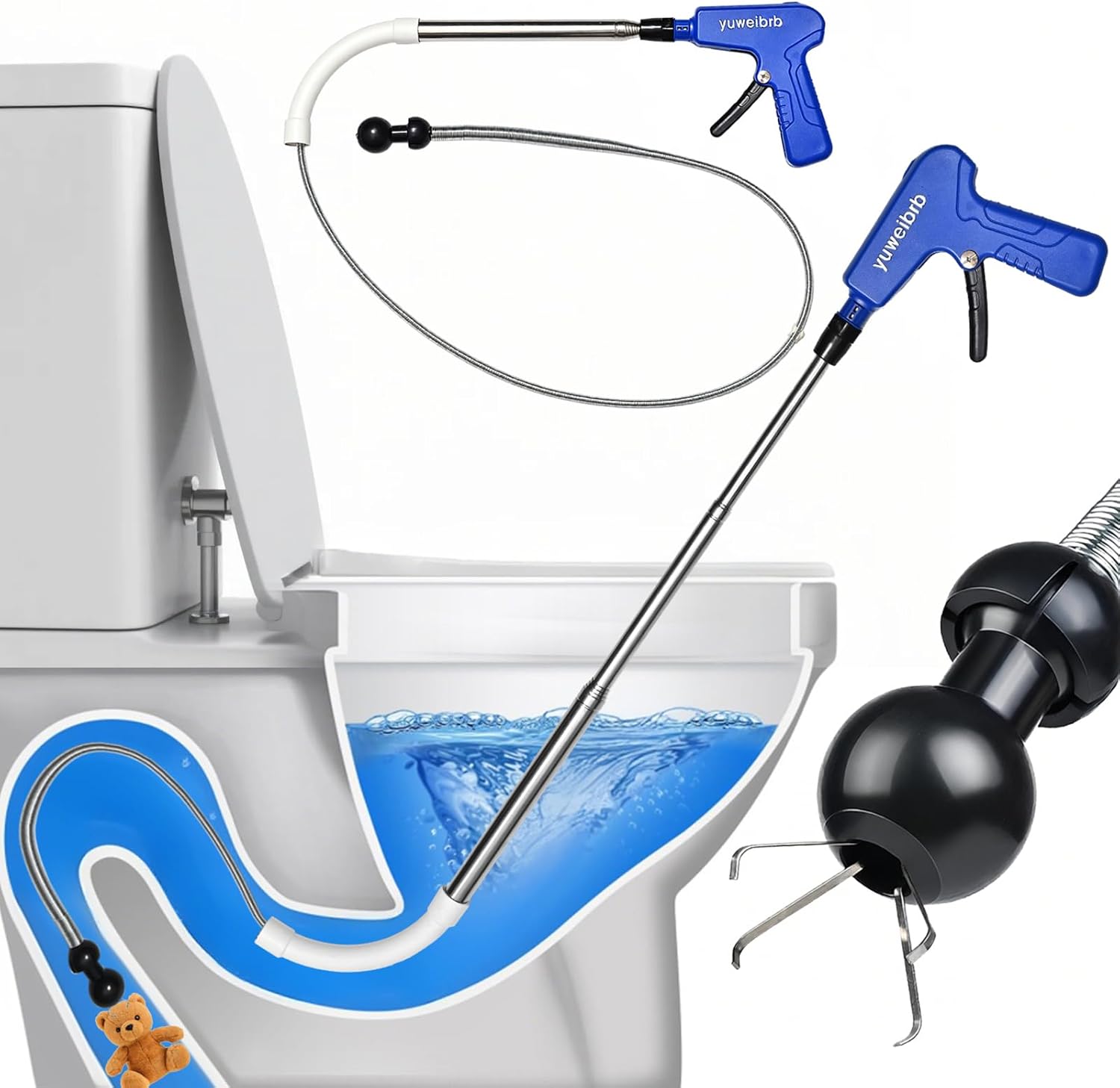 yuweibrbr Toilet Snake Drainage Blockage Remover - Flexible Gripper to ...