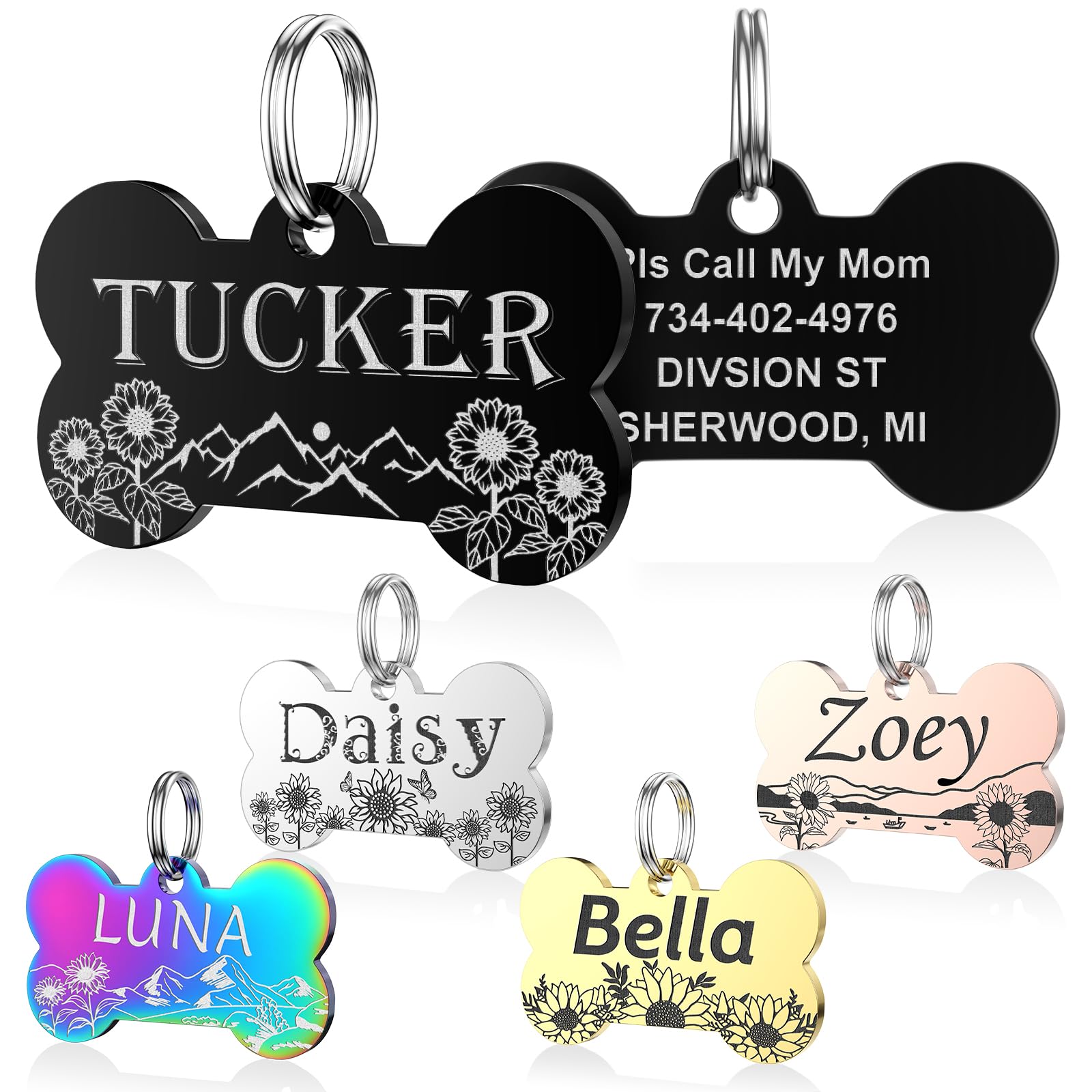 Amazon.com: Dog Tags Engraved for Pets, YEHANTI Stainless Steel Pet ID ...