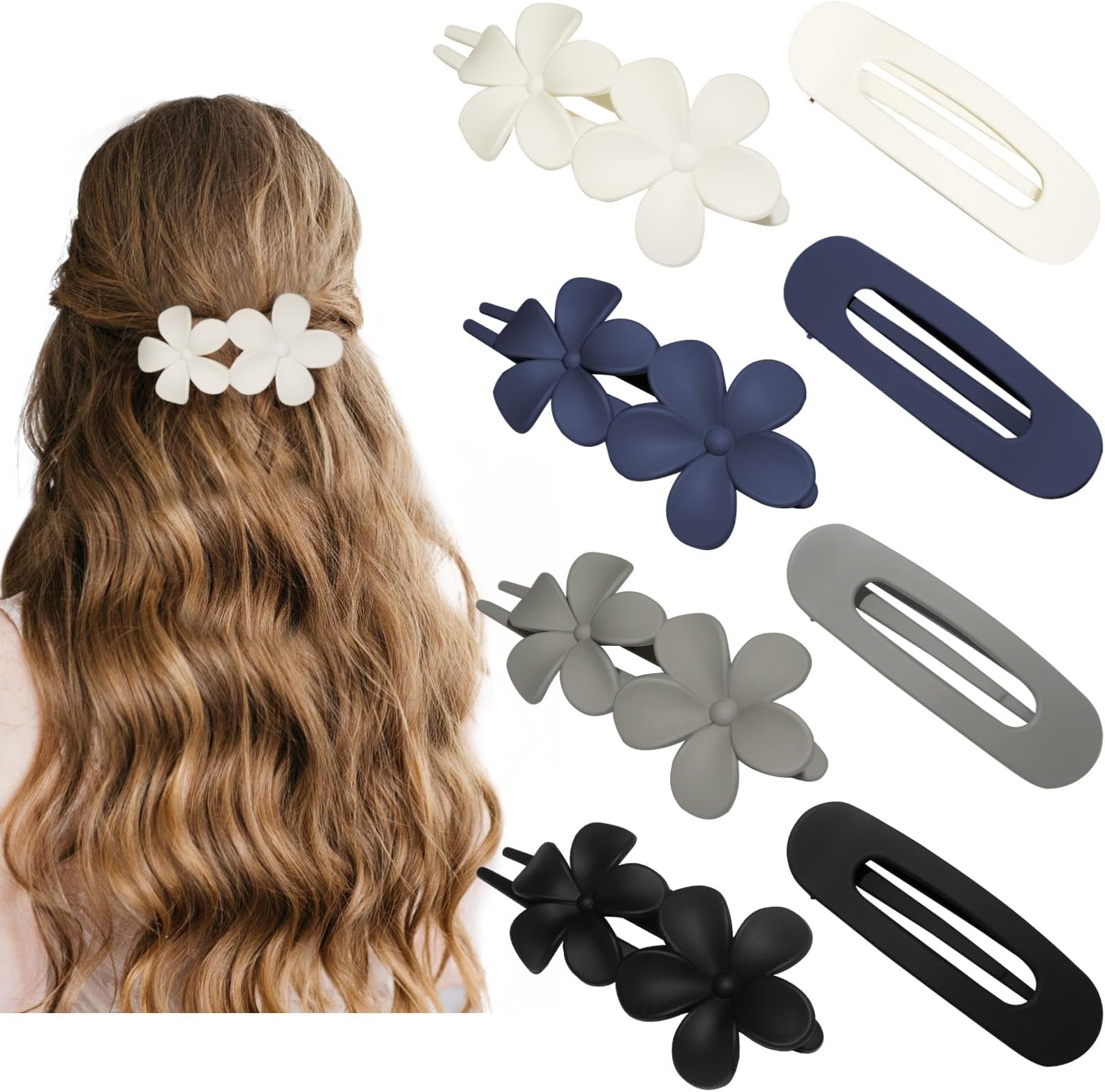 Amazon.com: Lay Down Flat Hair Clips for Women - 2 Style Big Matte ...