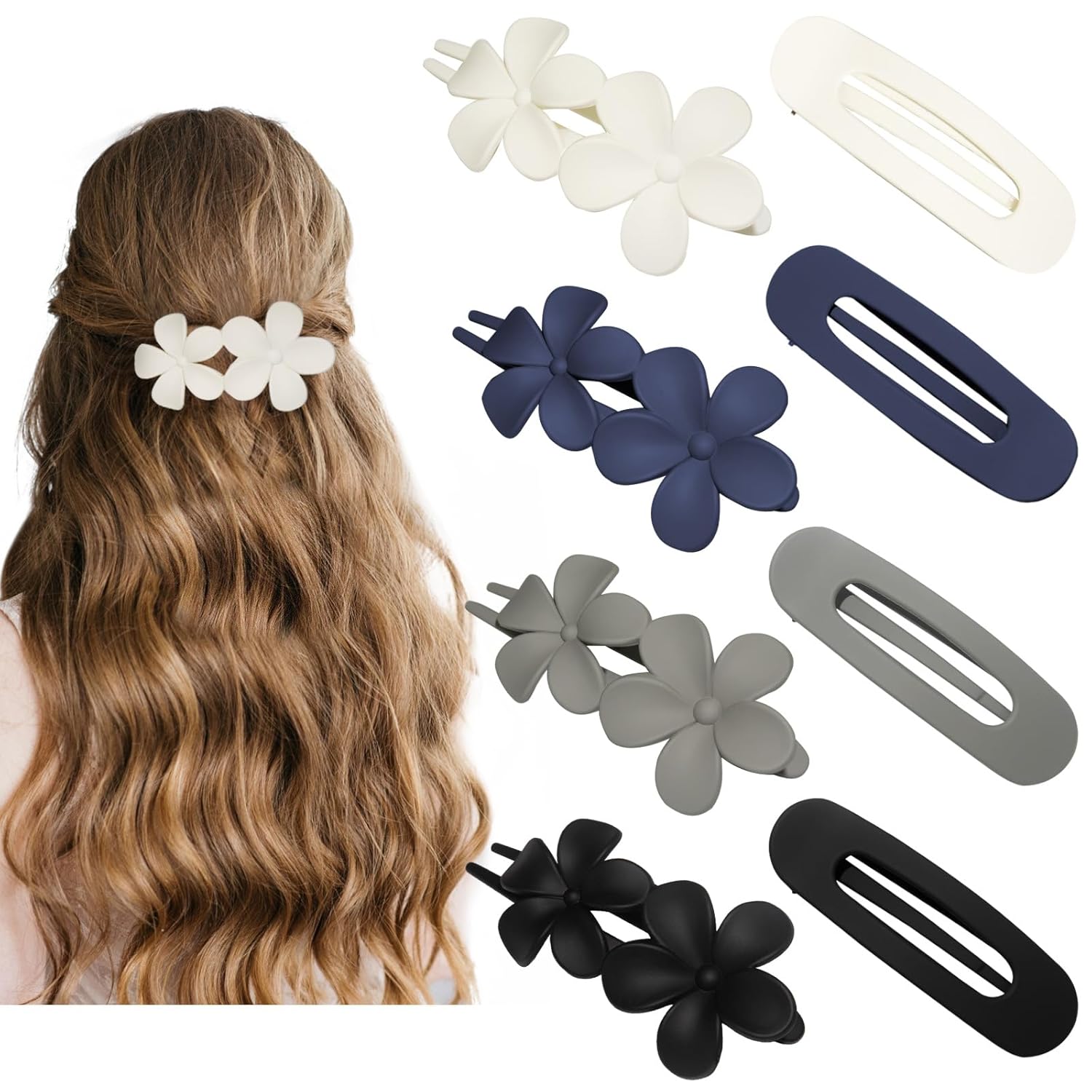 Amazon.com: Lay Down Flat Hair Clips for Women - 2 Style Big Matte ...